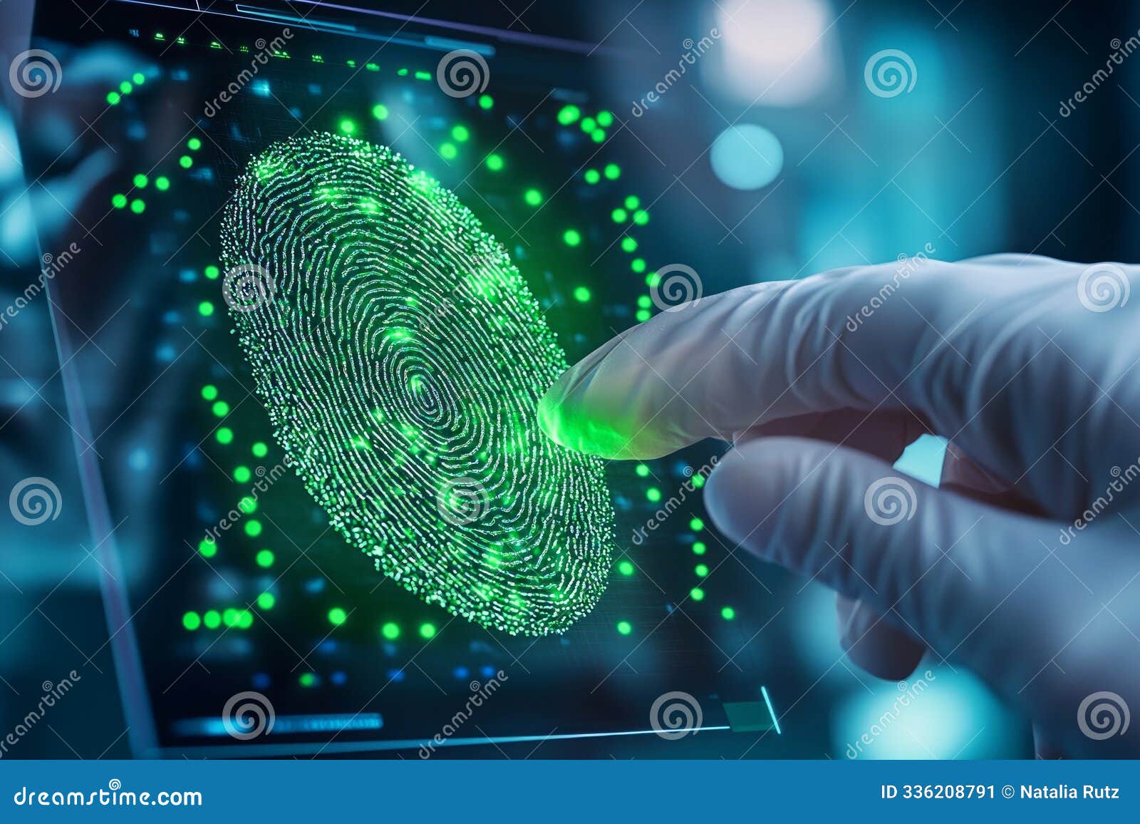 A Forensic Scientist Analyzes a Fingerprint Scan on a Digital Interface ...