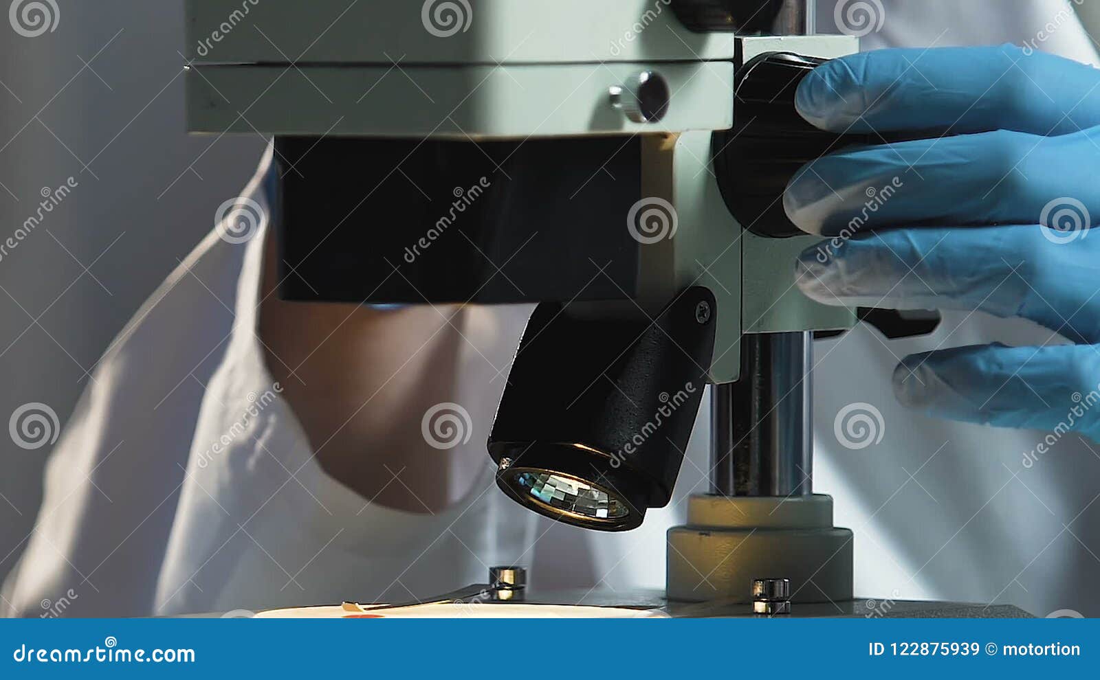 Forensic Scientist Carefully Examines Physical Evidence Under ...