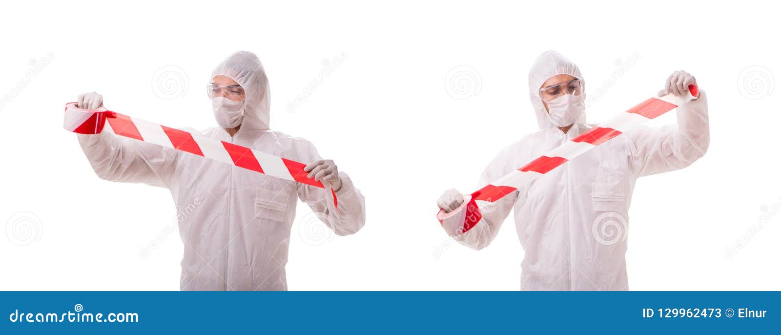 The Forensic Specialist in Protective Suit Isolated on White Stock ...