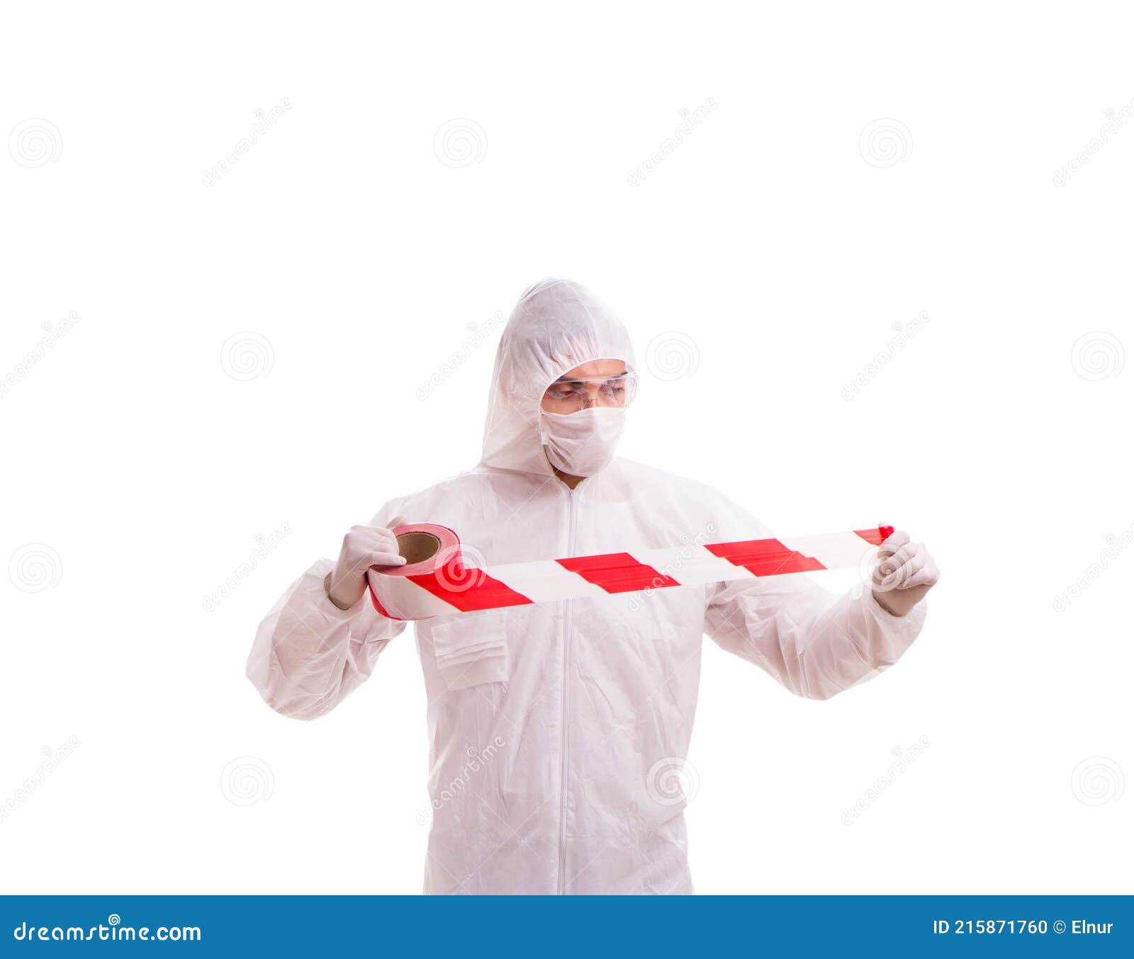 Forensic Specialist in Protective Suit Isolated on White Stock Photo ...