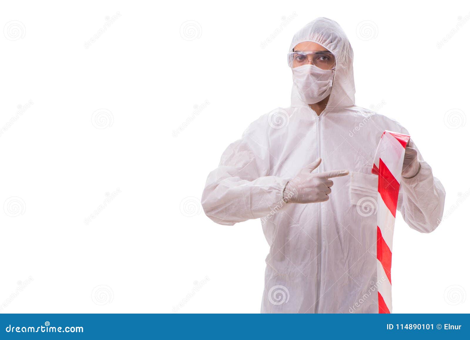 The Forensic Specialist in Protective Suit Isolated on White Stock ...