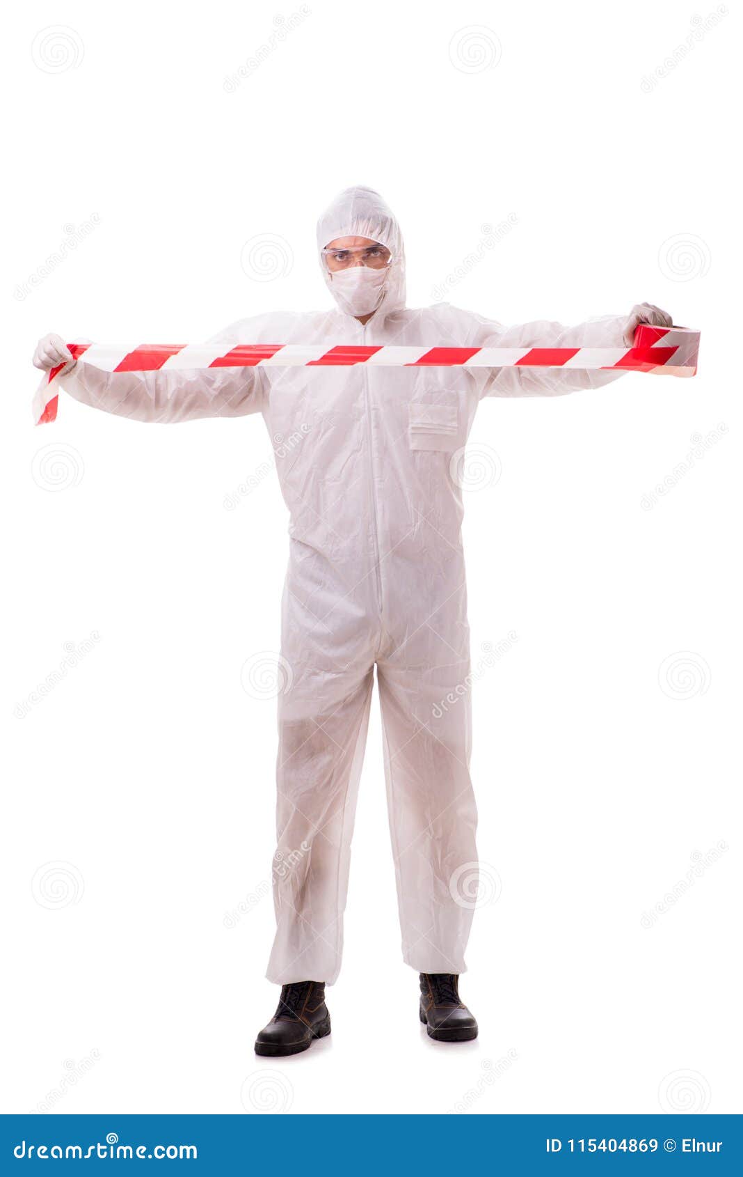 The Forensic Specialist in Protective Suit Isolated on White Stock ...