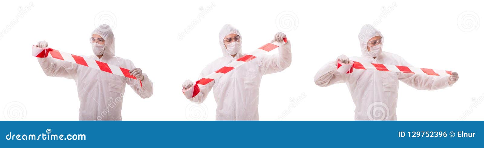 The Forensic Specialist in Protective Suit Isolated on White Stock ...