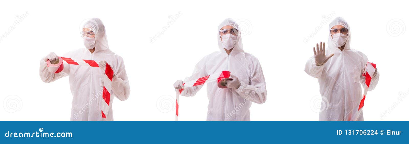The Forensic Specialist in Protective Suit Isolated on White Stock ...