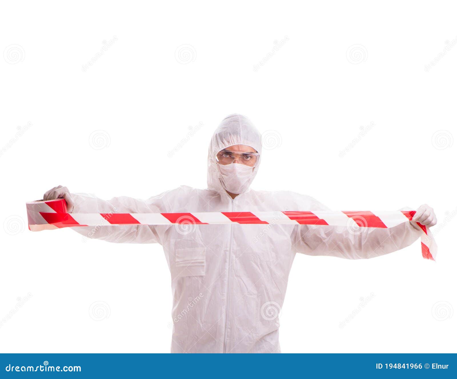Forensic Specialist in Protective Suit Isolated on White Stock Photo ...