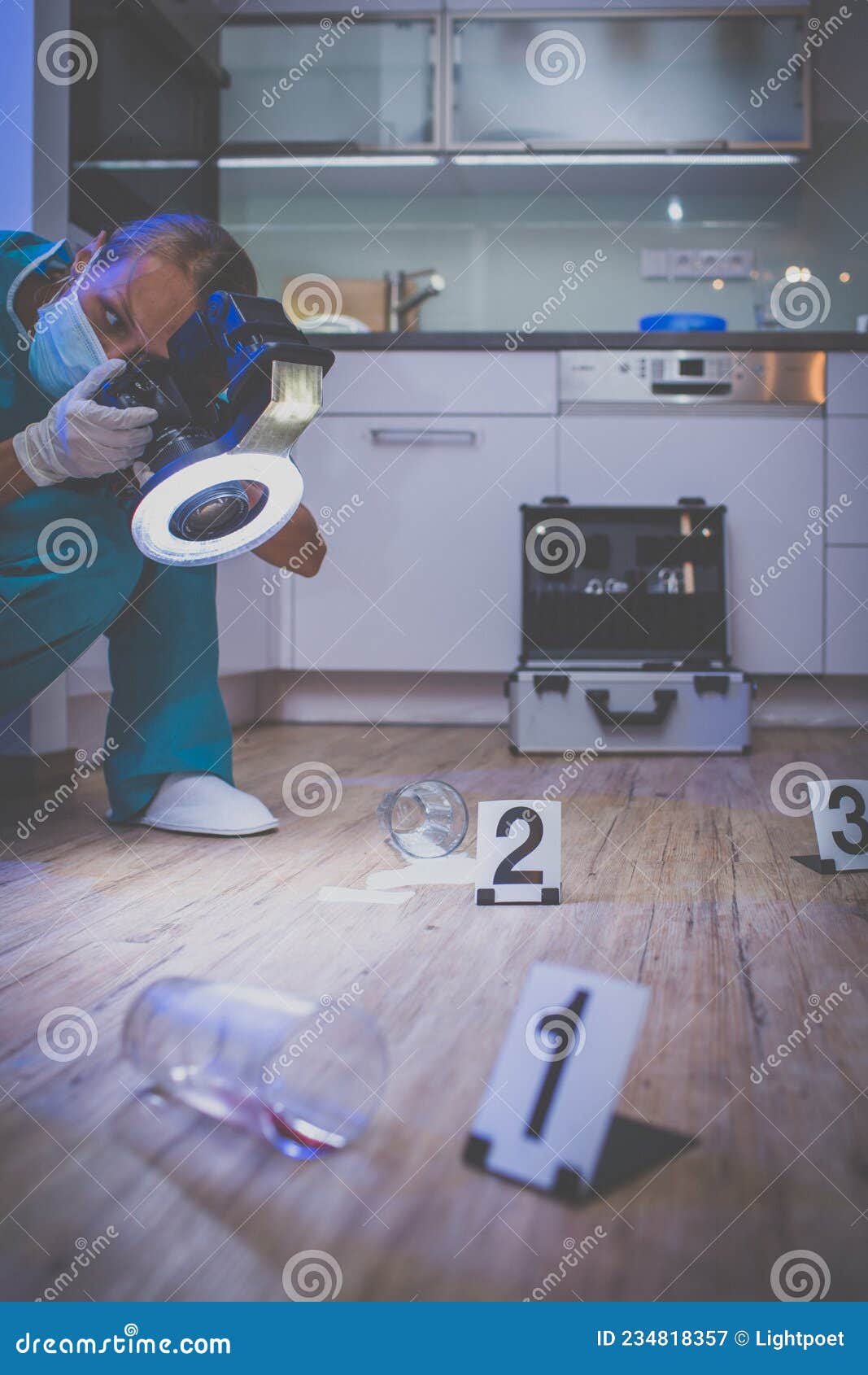 Forensic Specialist Taking Photos on a Crime Scene Stock Image - Image ...