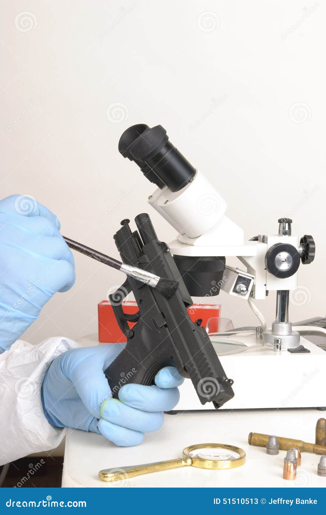 Forensic study of gun stock image. Image of bullet, microscope - 51510513