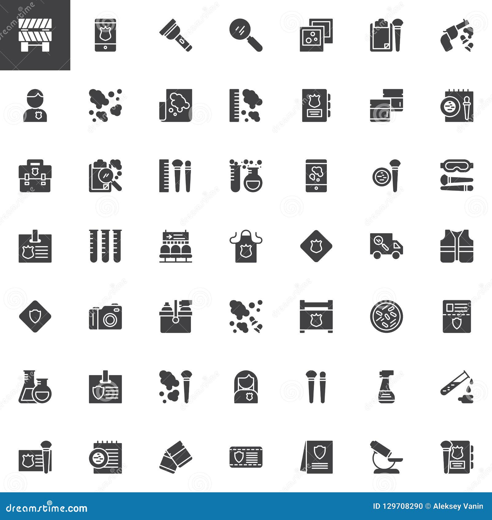 Forensics Icons Of Crime Scene Items Cartoon Vector | CartoonDealer.com ...