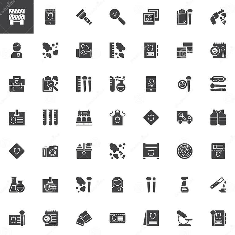 Forensics Elements Vector Icons Set Stock Vector - Illustration of ...