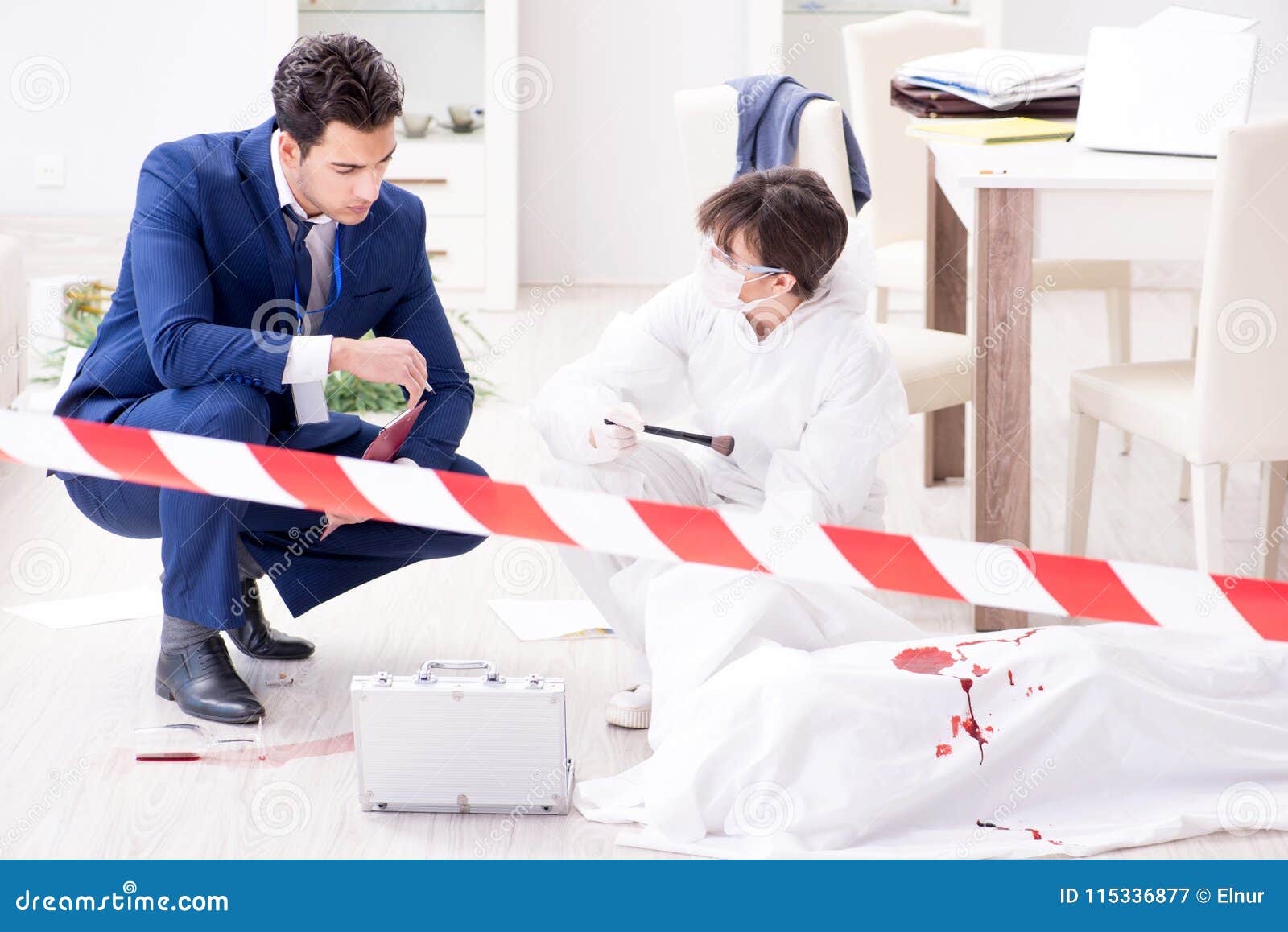 The Forensics Investigator at the Scene of Office Crime Stock Image ...