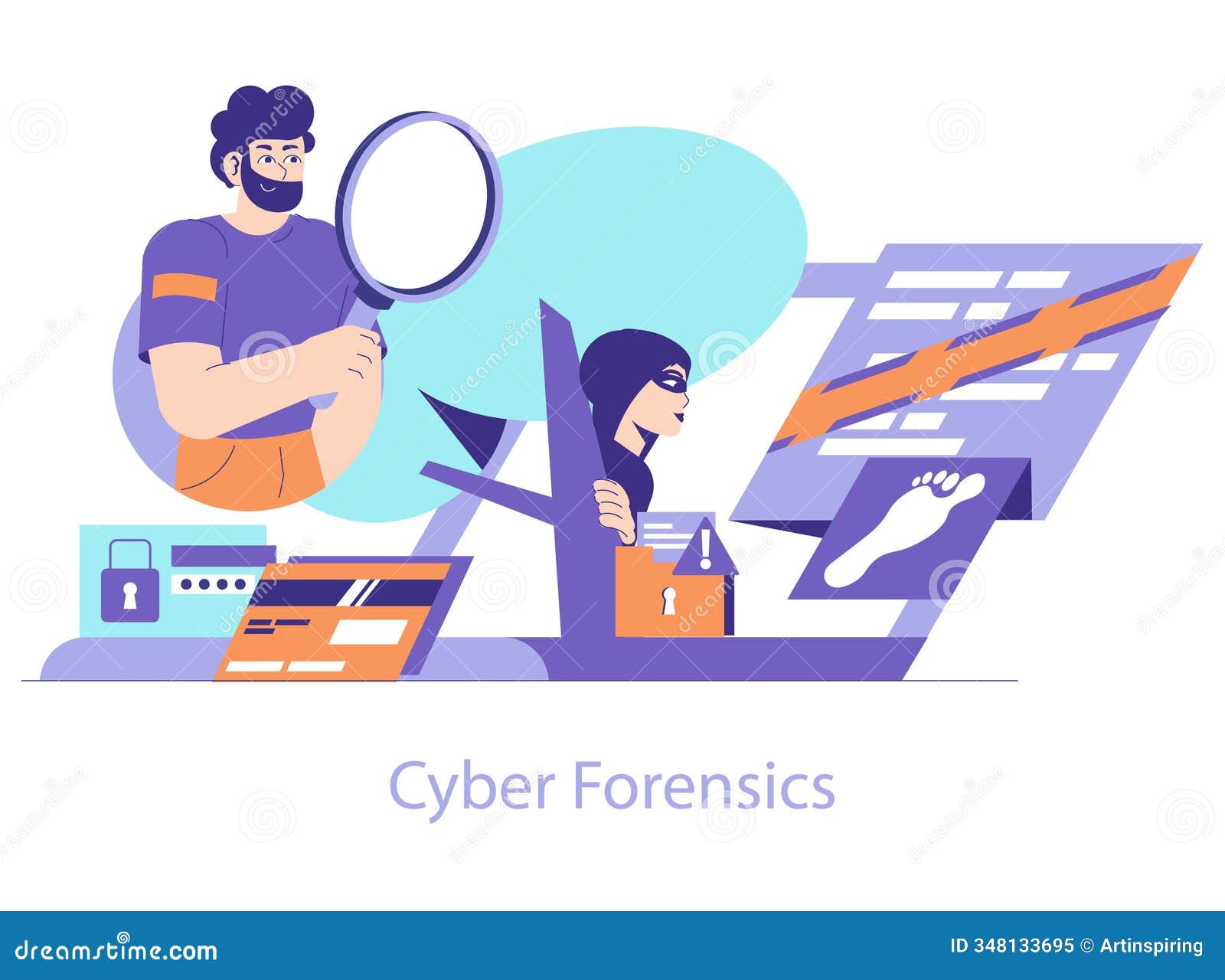 Forensics Technologys. Flat Vector Illustration Stock Illustration ...