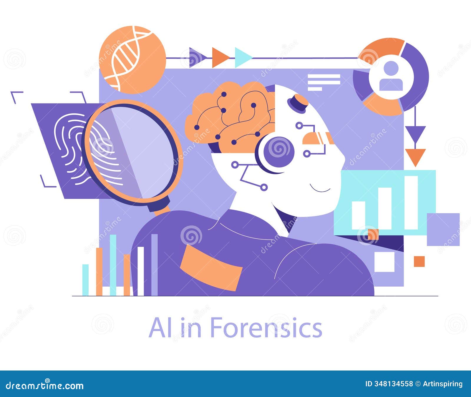 Forensics Technologys. Flat Vector Illustration Stock Illustration ...