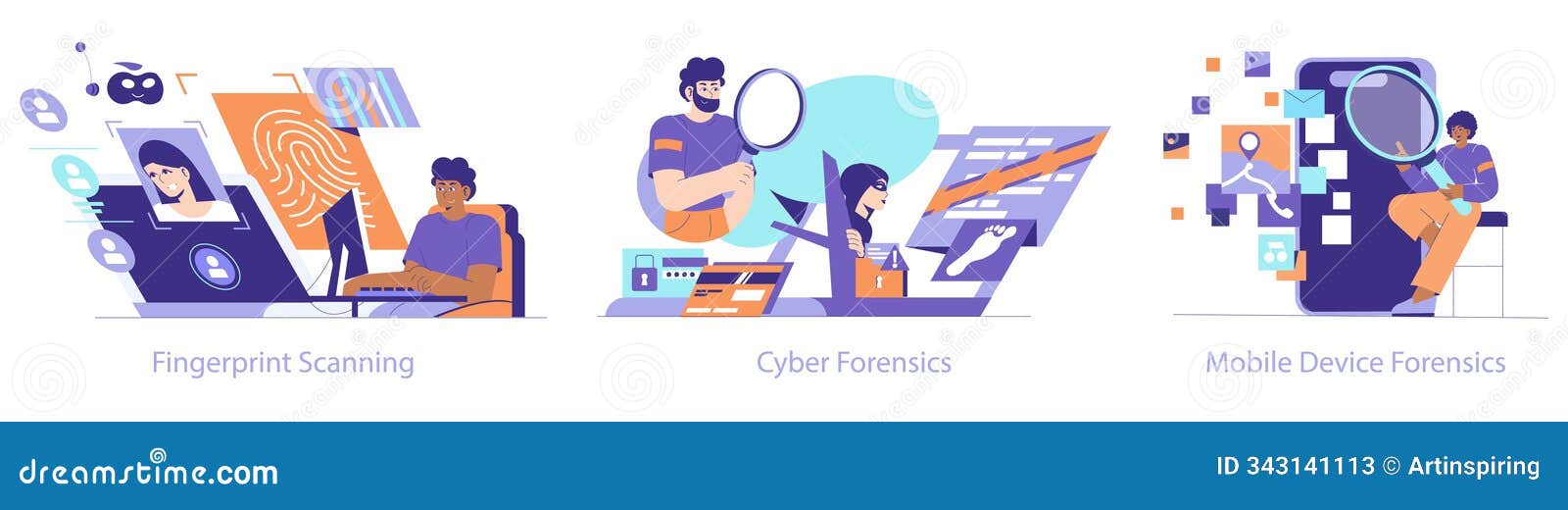 Forensics Technologys. Flat Vector Illustration Stock Illustration ...