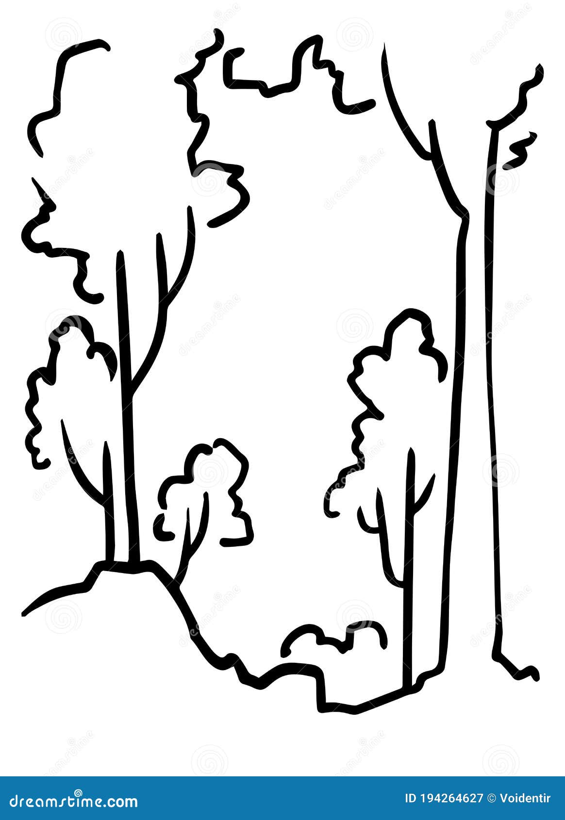 Outline view of forest stock vector. Illustration of outline - 194264627