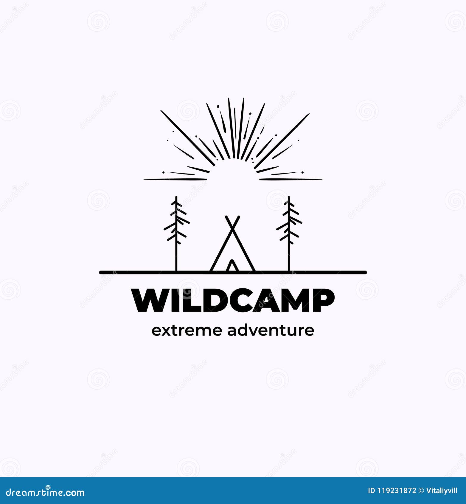 Forest Adventure Logo Badge En Estilo Del Esquema Ilustración del ...