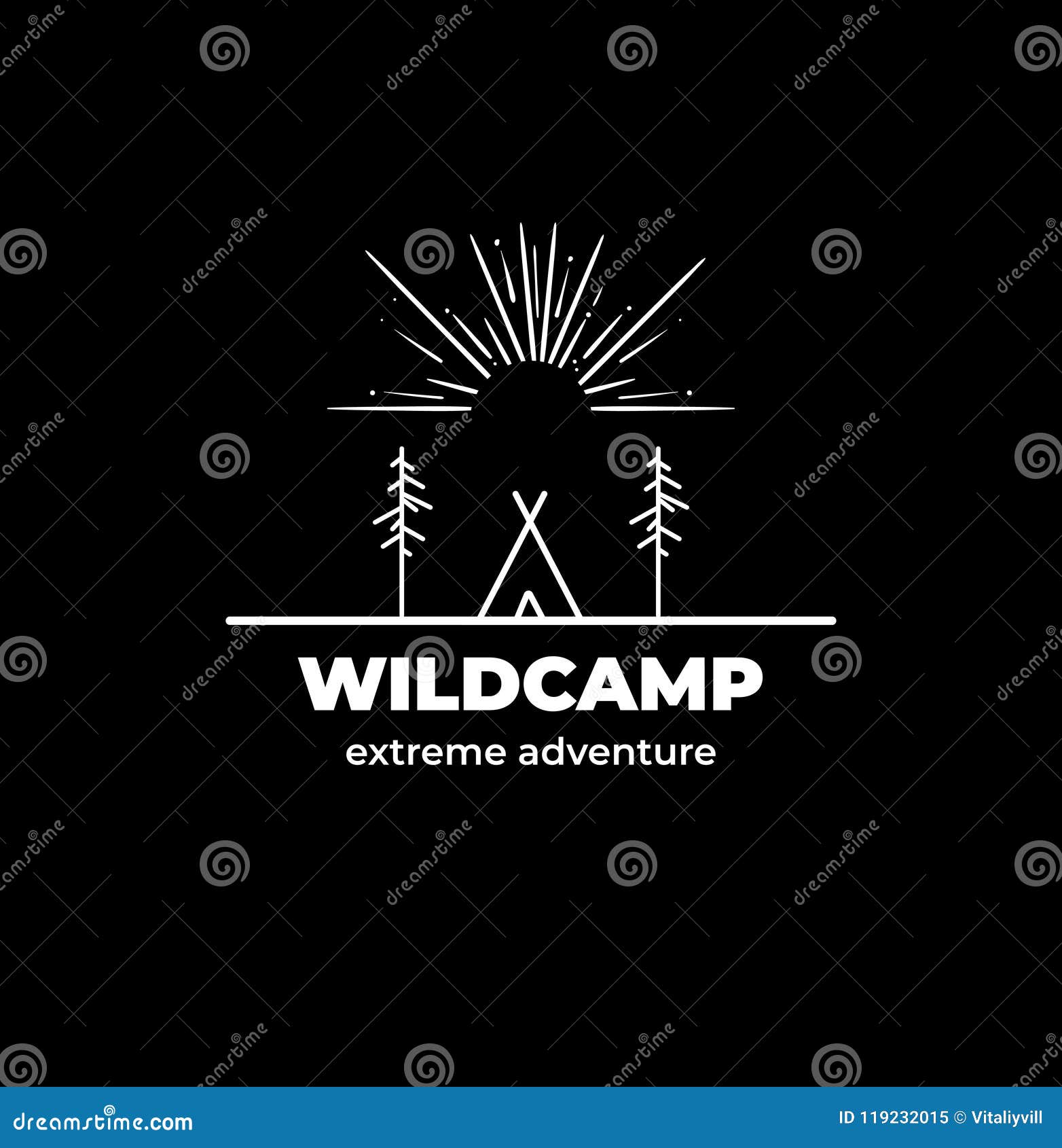 Forest Adventure Logo Badge En Estilo Del Esquema Ilustración del ...