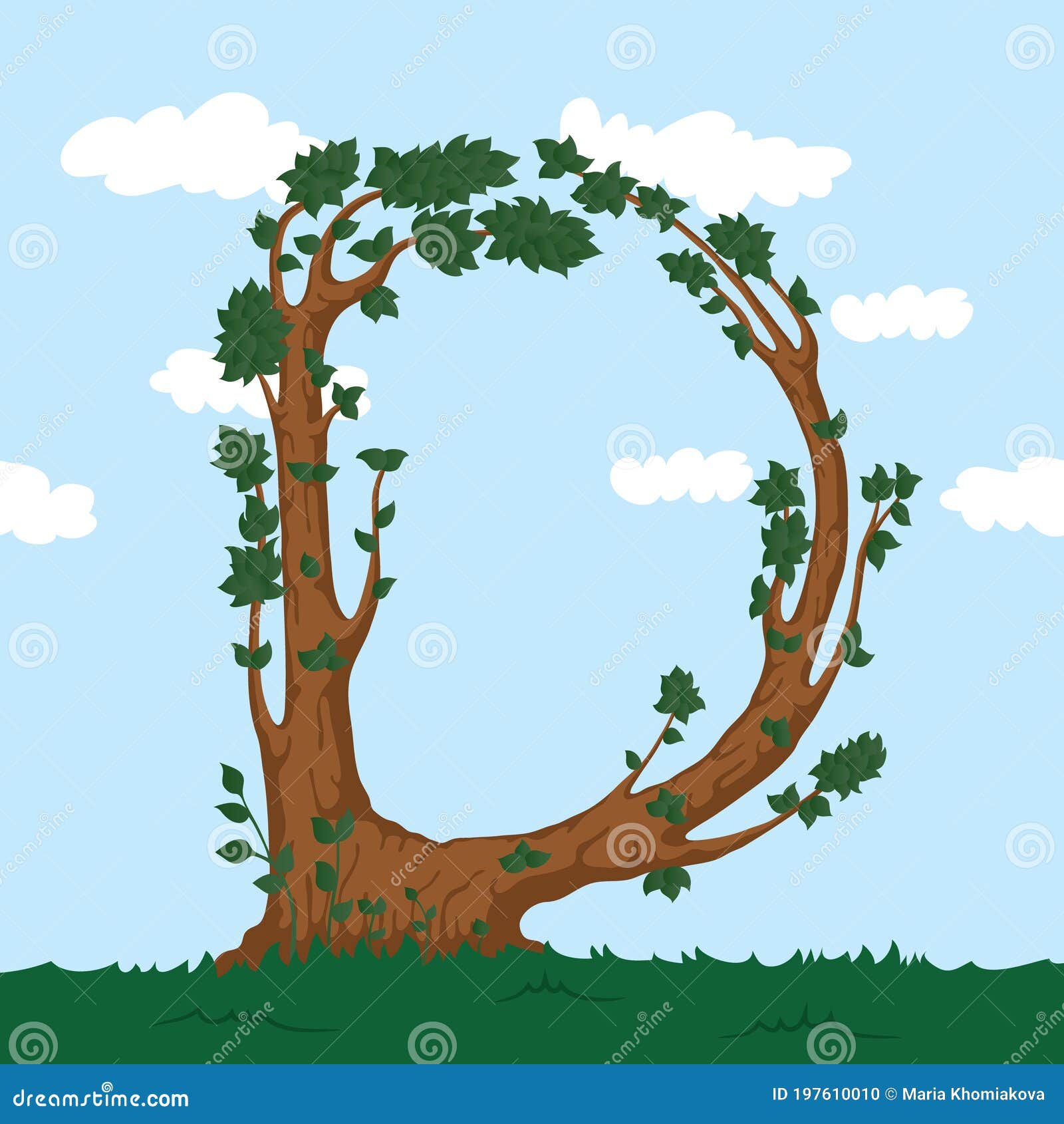 Forest Alphabet. Illustration the Letter D from a Tree Stock ...