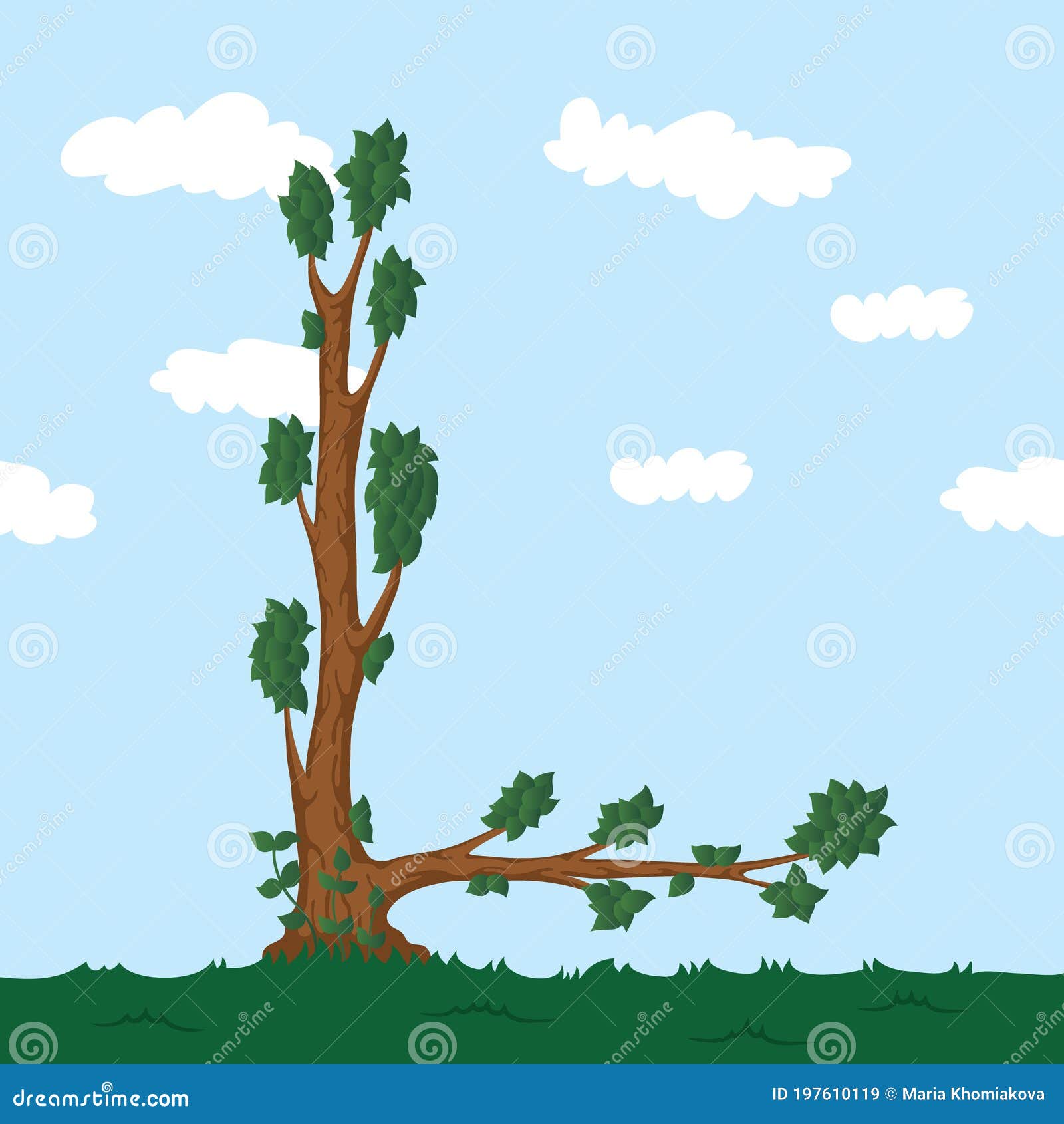 Forest Alphabet. Illustration the Letter L from a Tree Stock ...