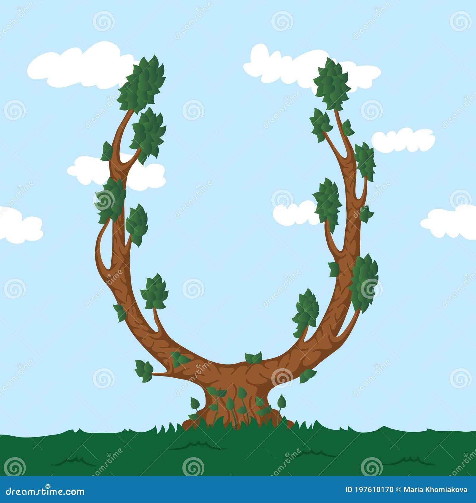 Forest Alphabet. Illustration the Letter U from a Tree Stock ...