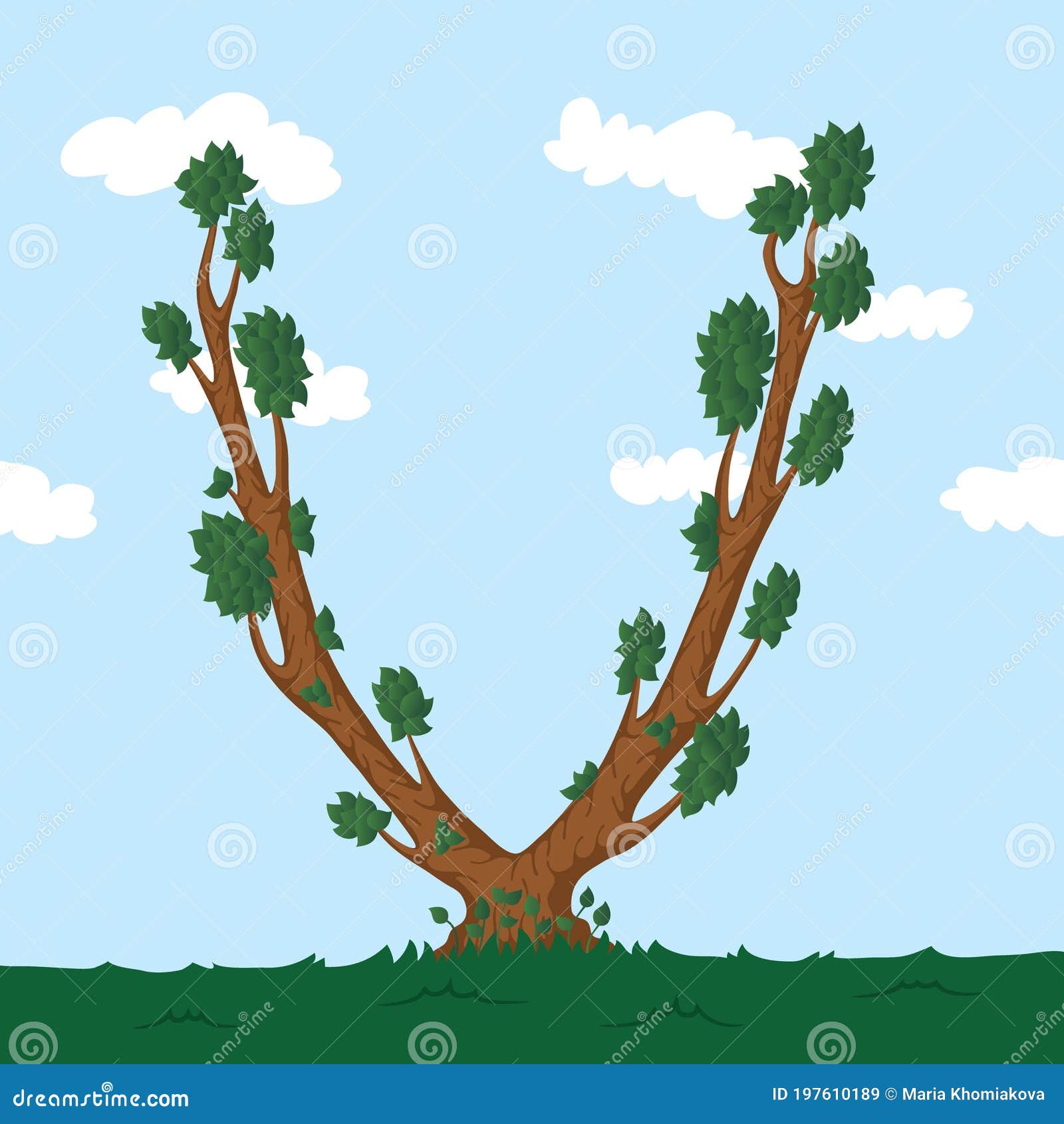 Forest Alphabet. Illustration the Letter V from a Tree Stock ...