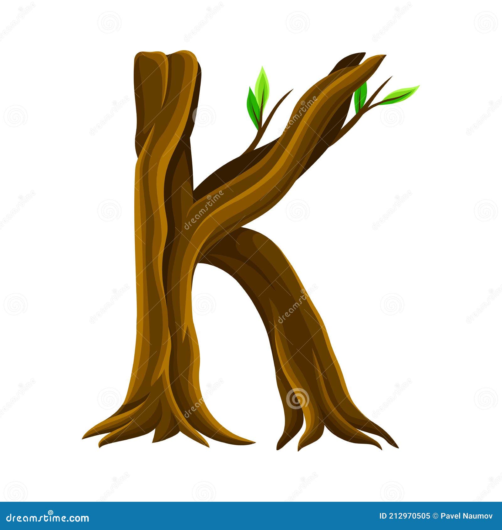 Forest Alphabet Letter Arranged from Tree Trunk and Branches Vector ...