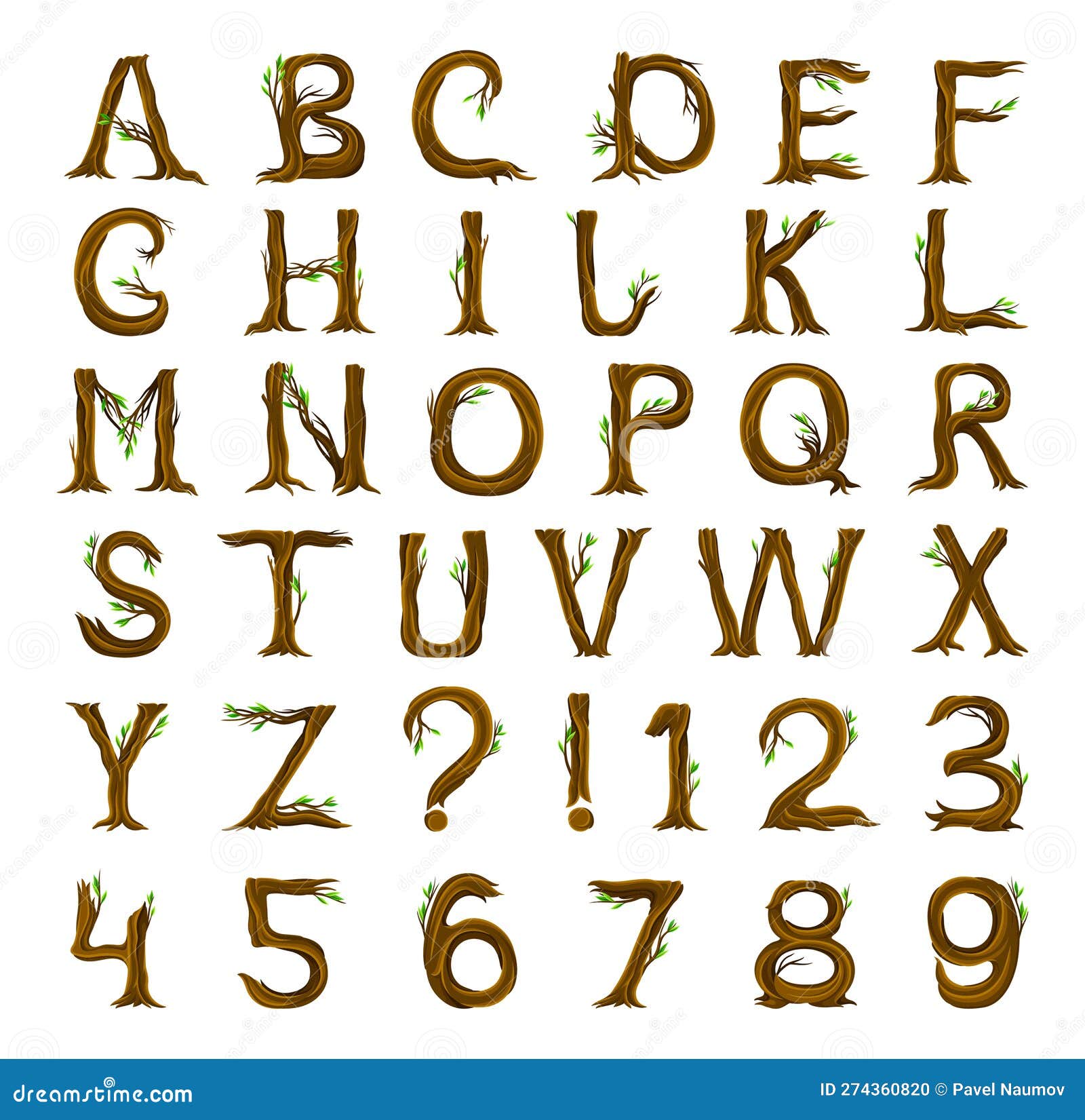 Forest Alphabet With Letters Arranged From Tree Trunks And Branches Big ...