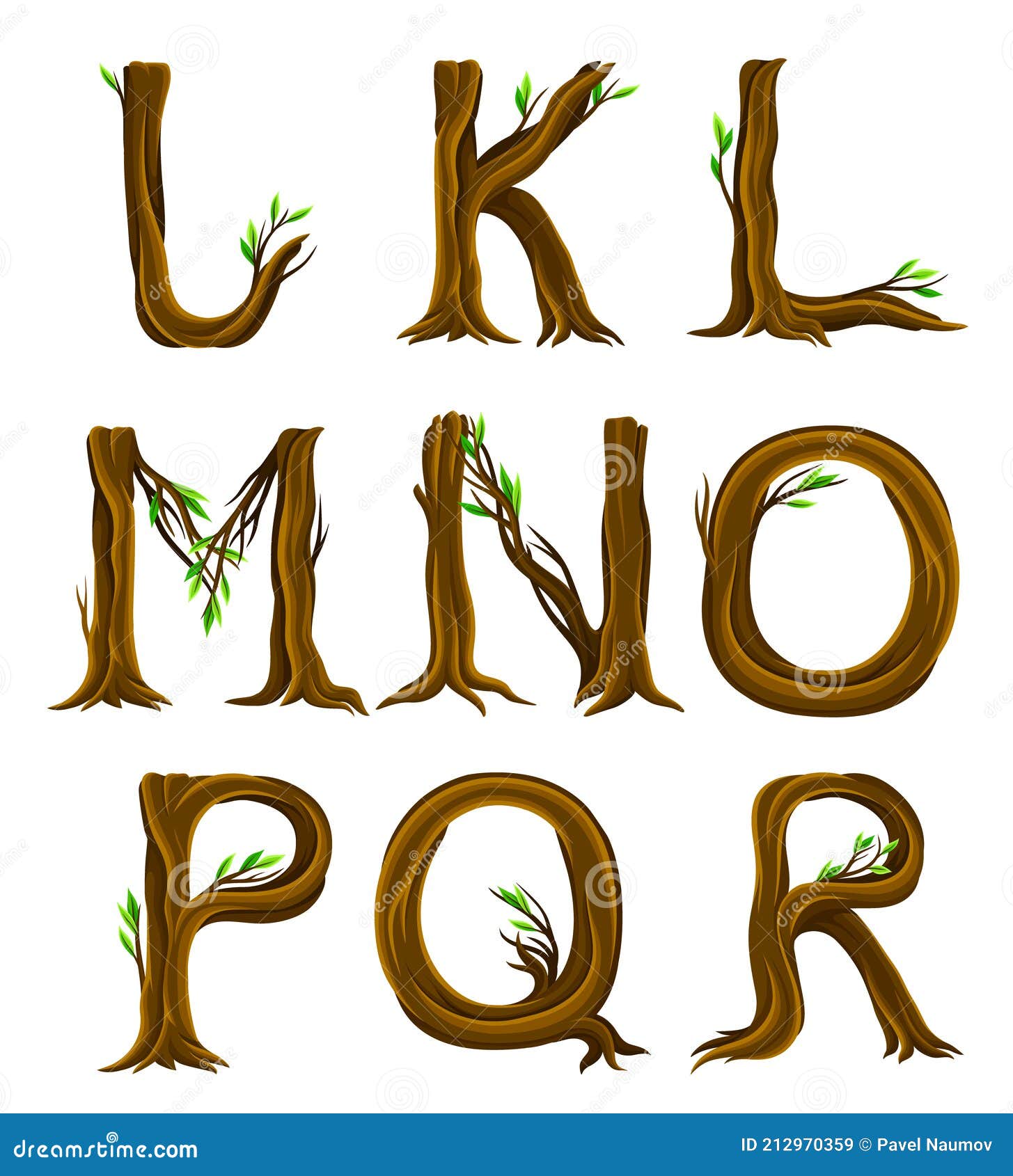 Forest Alphabet Arranged From Tree Trunk And Branches With Capital ...