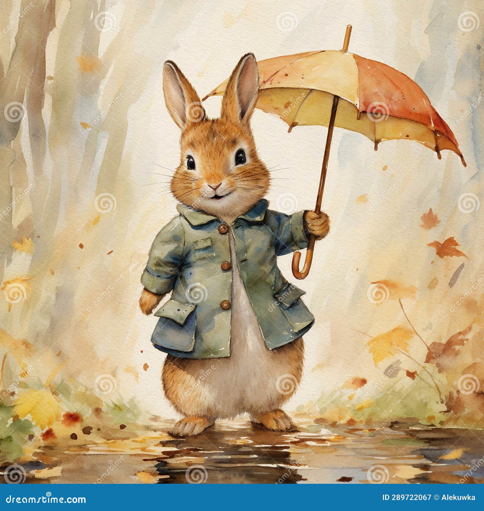 Forest Animal Cute Rabbit on the Background of the Autumn Forest Stock ...