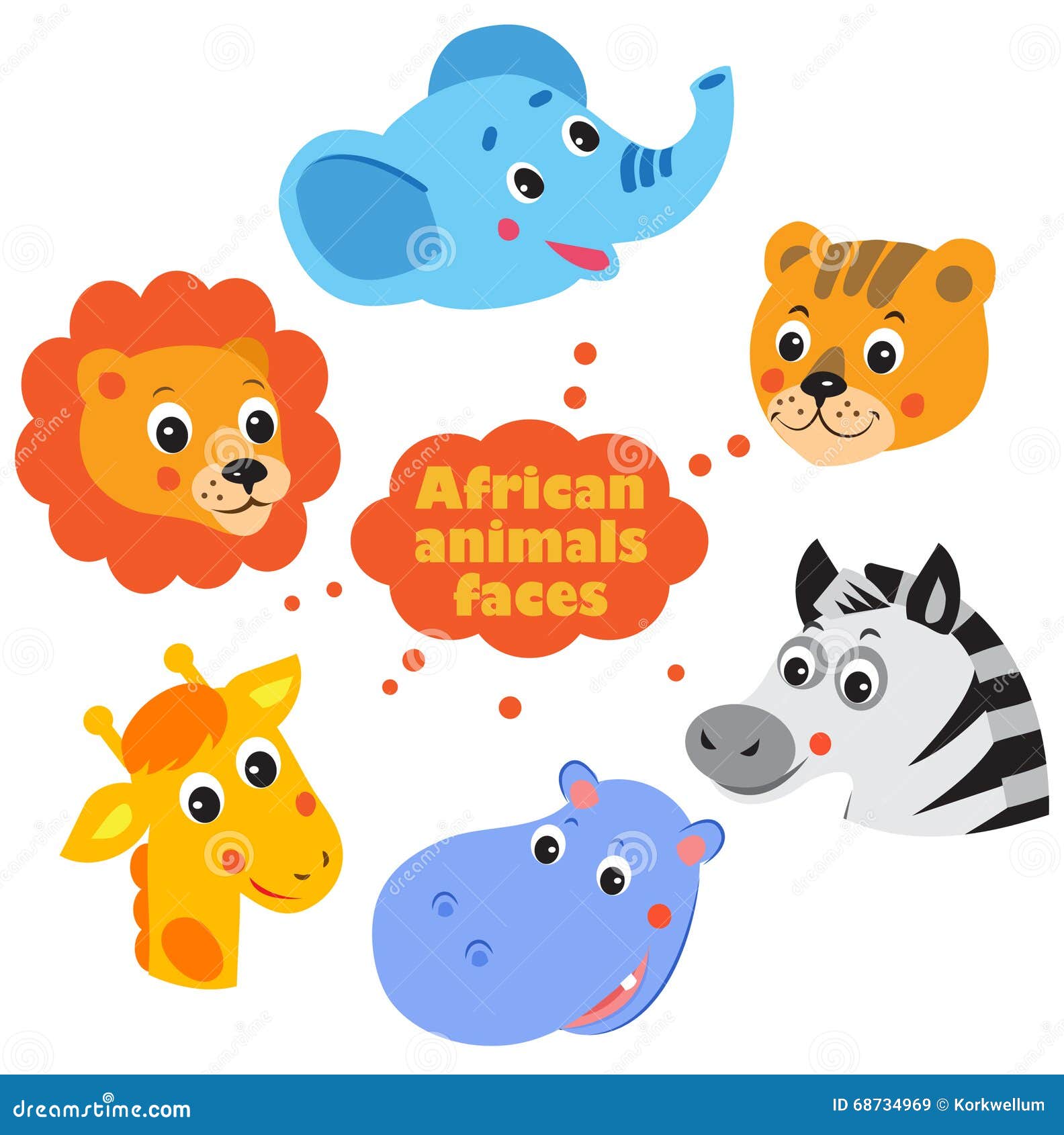 Pet Animals Faces Line Art Set Cartoon Vector | CartoonDealer.com #85866225