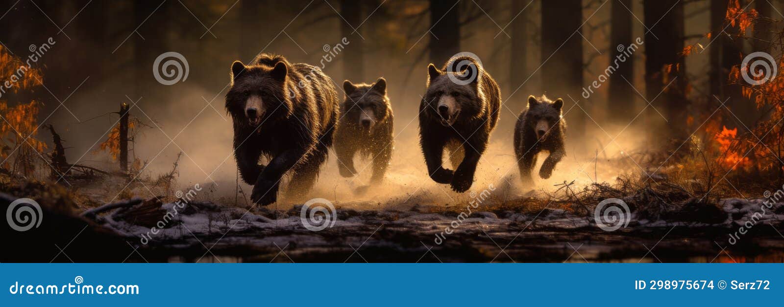 Forest Animals Fleeing from Forest Fire Stock Photo - Image of burning ...