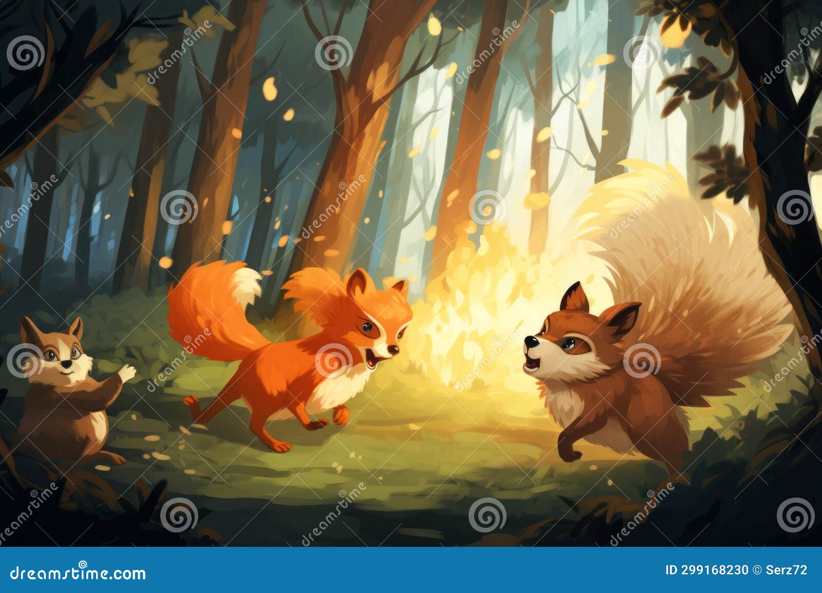 Forest Animals Fleeing from Forest Fire Stock Photo - Image of wild ...