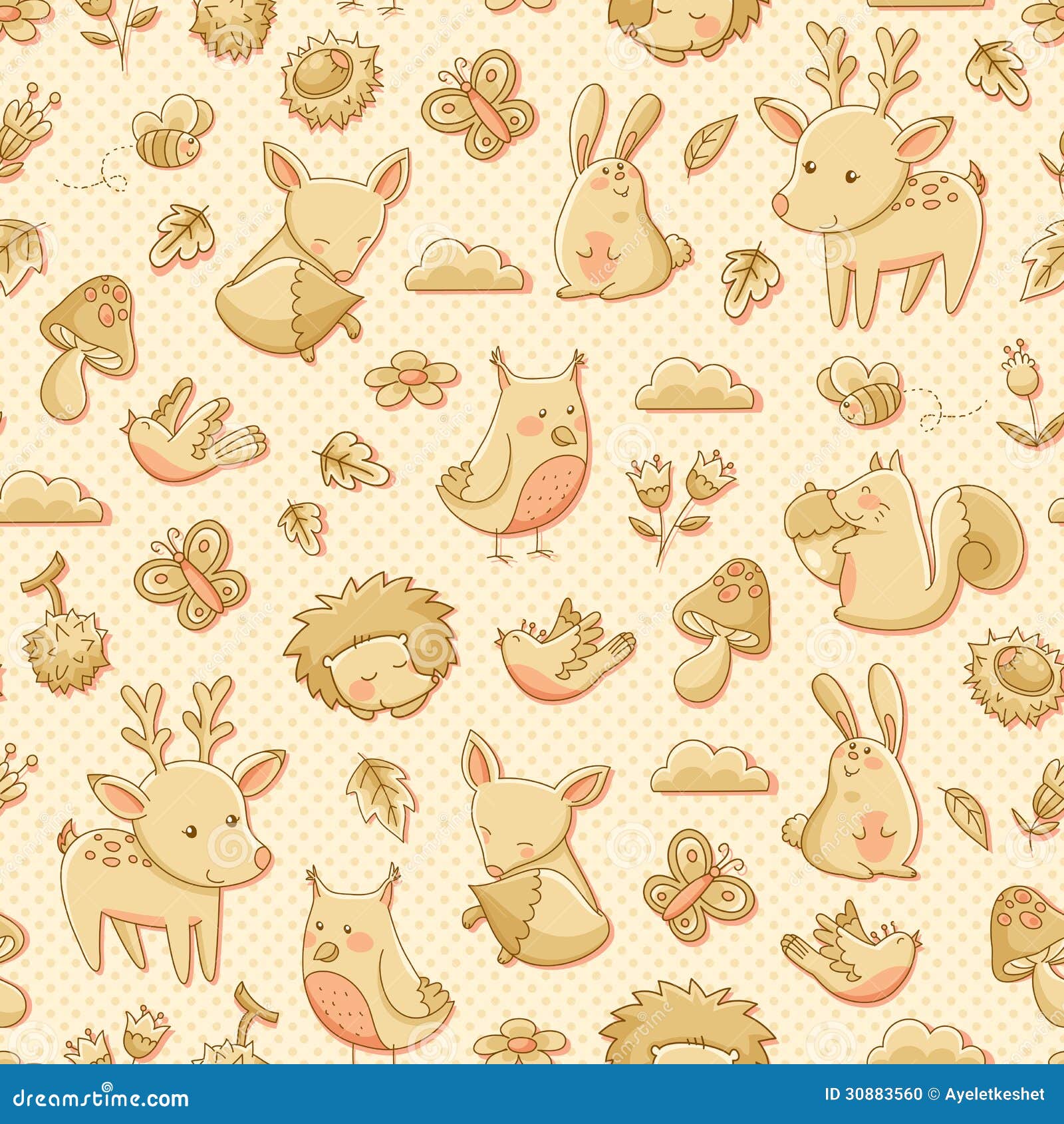 Forest animals pattern stock vector. Illustration of leaf - 30883560