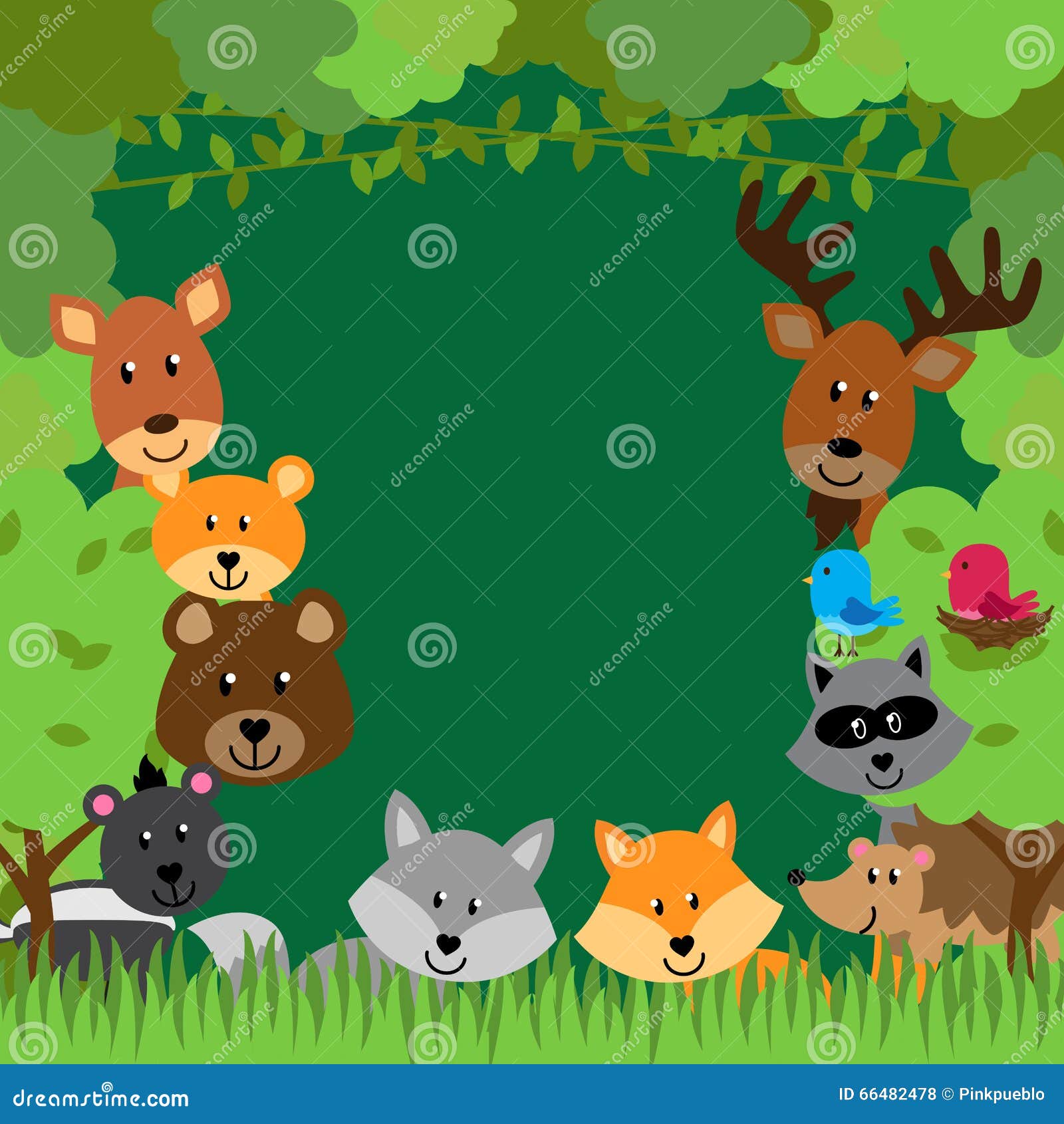 Forest Animals Vector Background Stock Vector - Illustration of magic ...