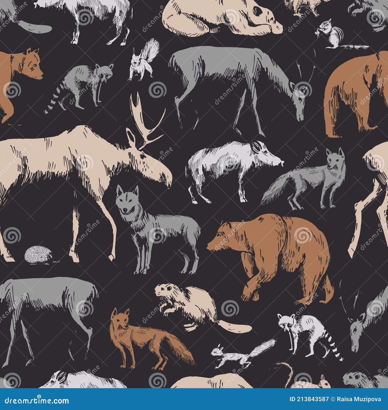 Forest Animals. Vector Pattern Stock Vector - Illustration of beautiful ...