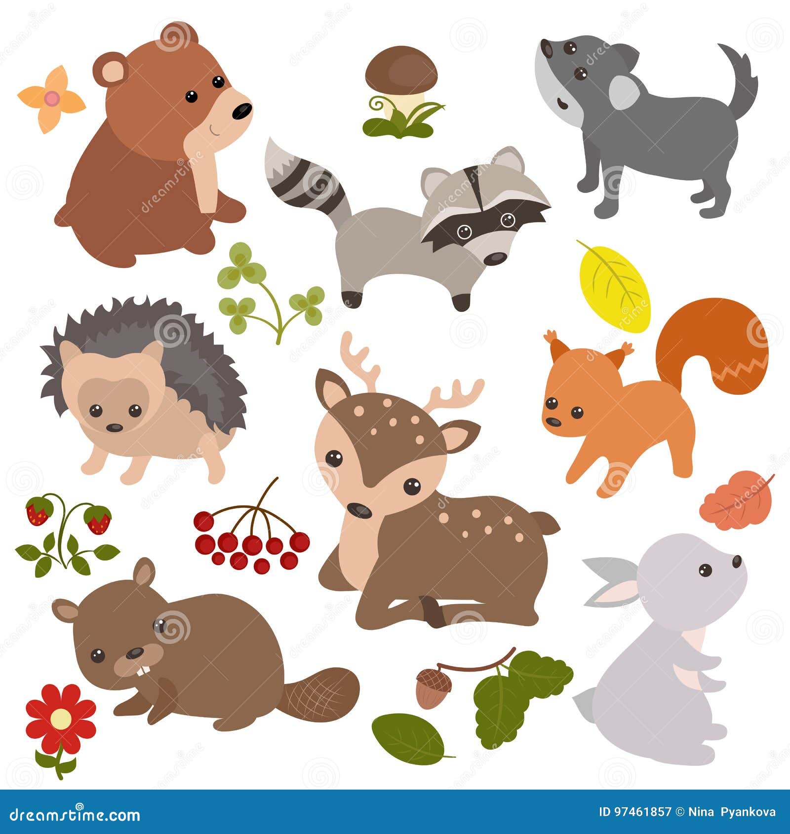 Forest animals. stock vector. Illustration of graphic - 97461857