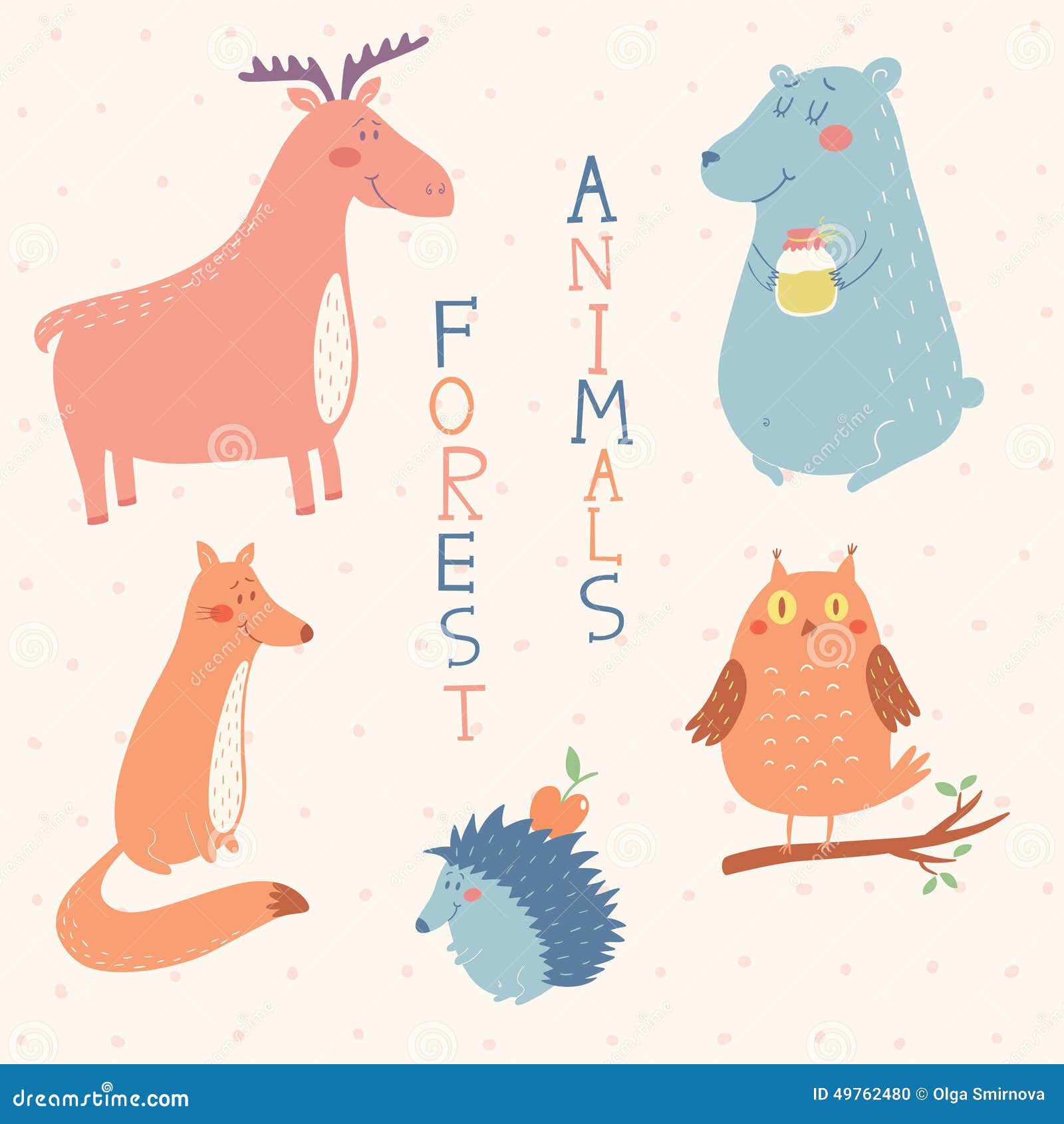 Forest animals vector set stock vector. Illustration of hedgehog - 49762480