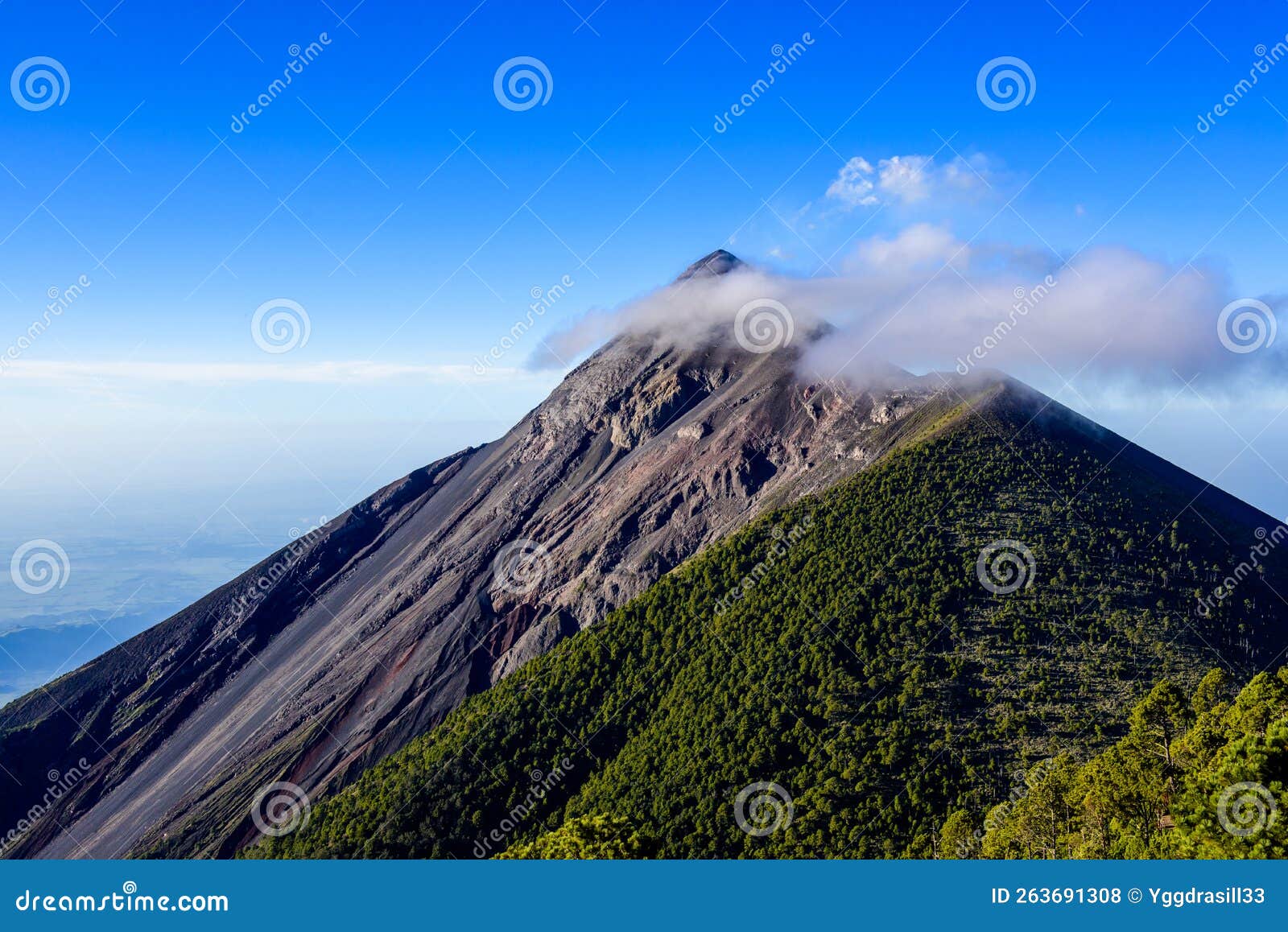 Forest and Ash Slopes of the Volcano Fuego Stock Photo - Image of cloud ...