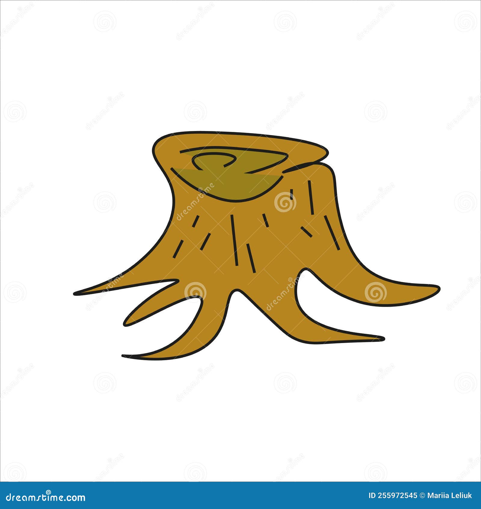 Forest Autumn Tree Stump Cartoon Illustration Doodle Stock Illustration ...