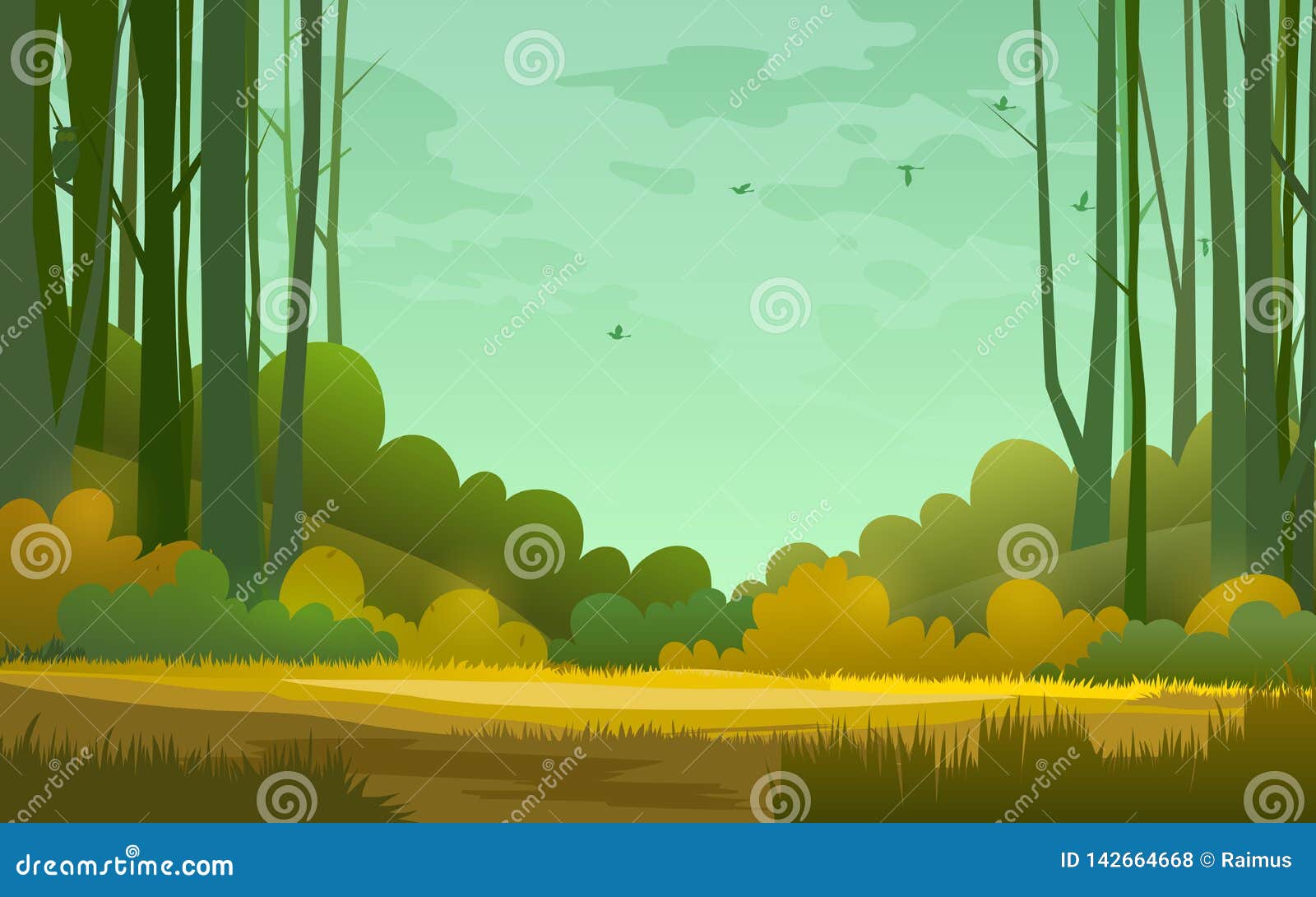 Forest Background. Illustration of Woods in Forest Background. Stock ...