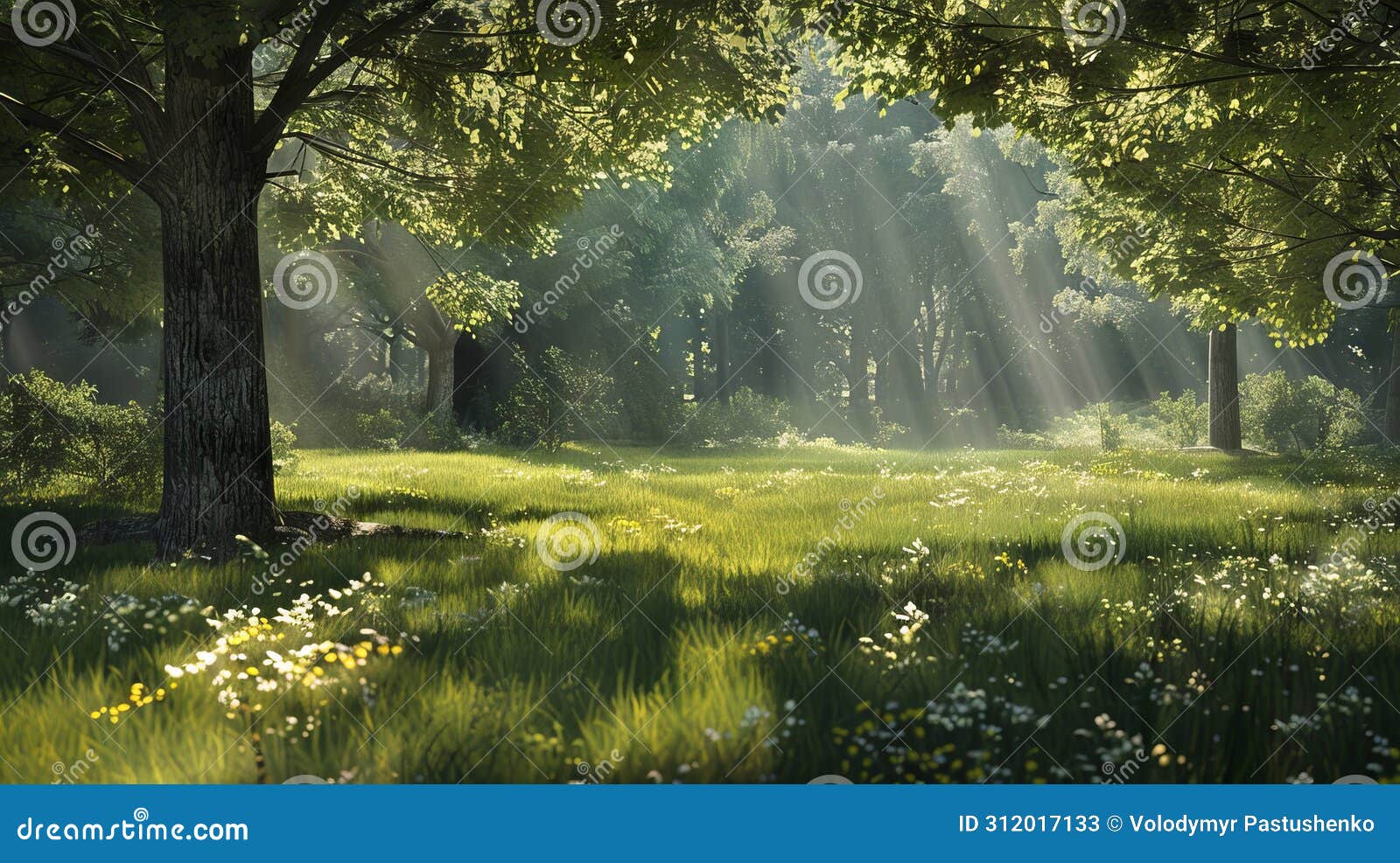 Forest Bathed in Sunlight. Magical Forest Stock Image - Image of lush ...