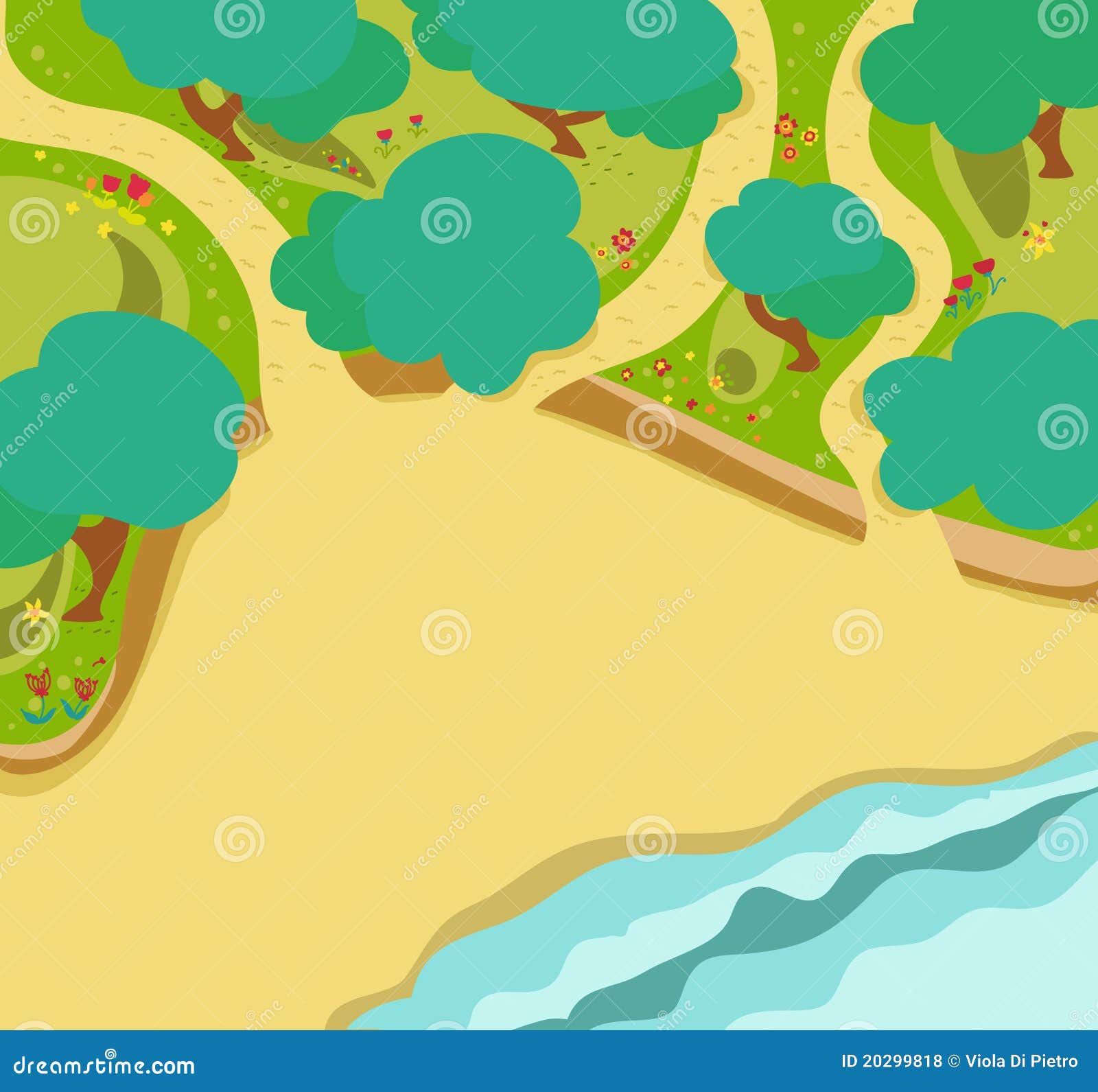 Forest and beach map style stock illustration. Illustration of pathway ...