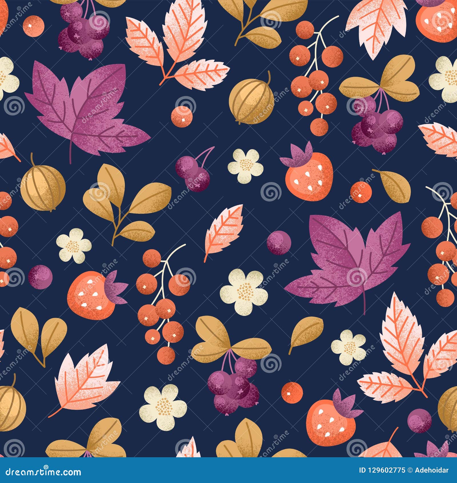 Forest Berry Seamless Pattern. Different Berries Fabric Background ...