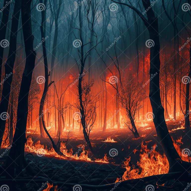 Forest is Burning, Trees on Fire - Global Warming Problem. Global ...