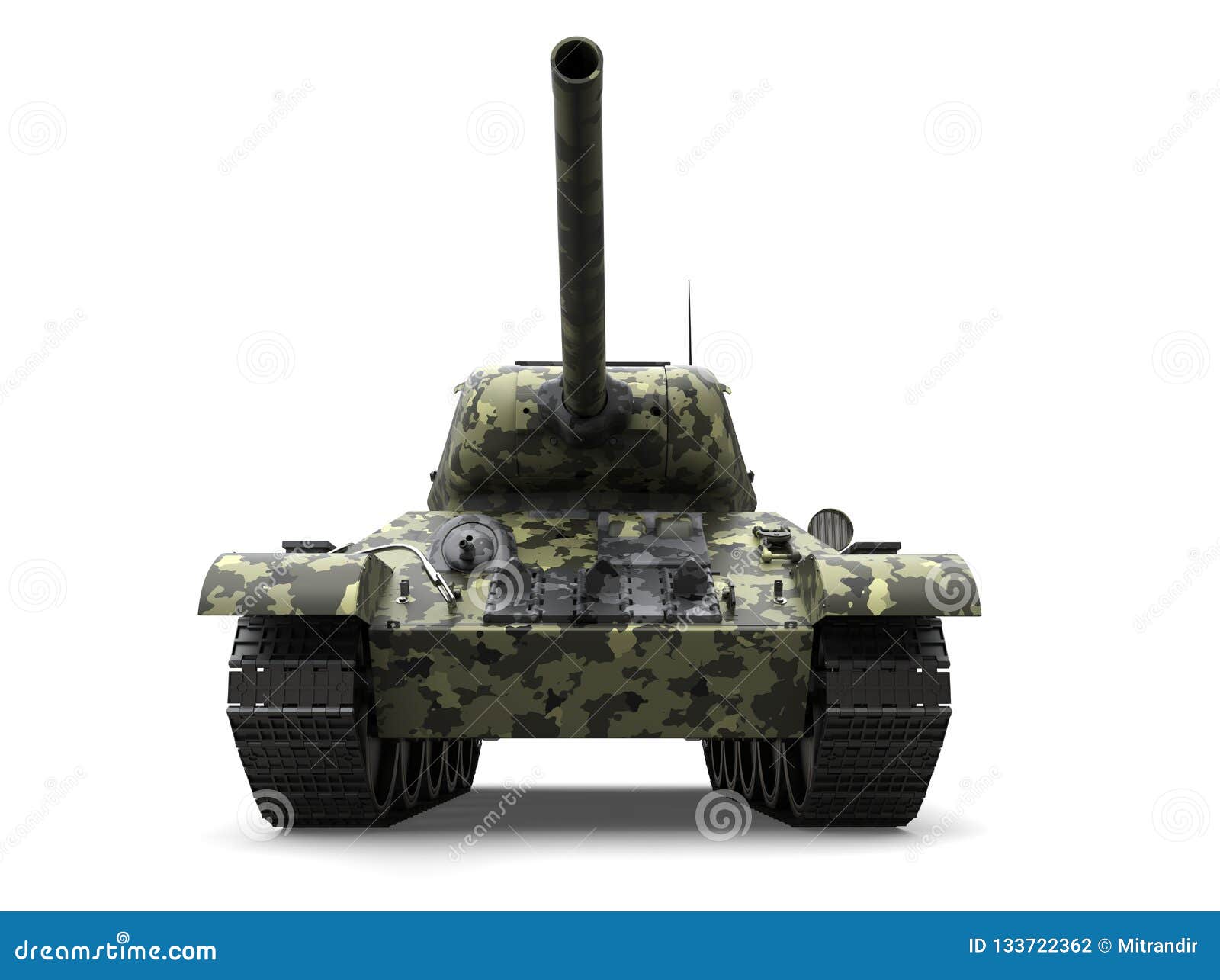 Forest Camo Old Military Tank - Low Angle Front View Stock Illustration ...