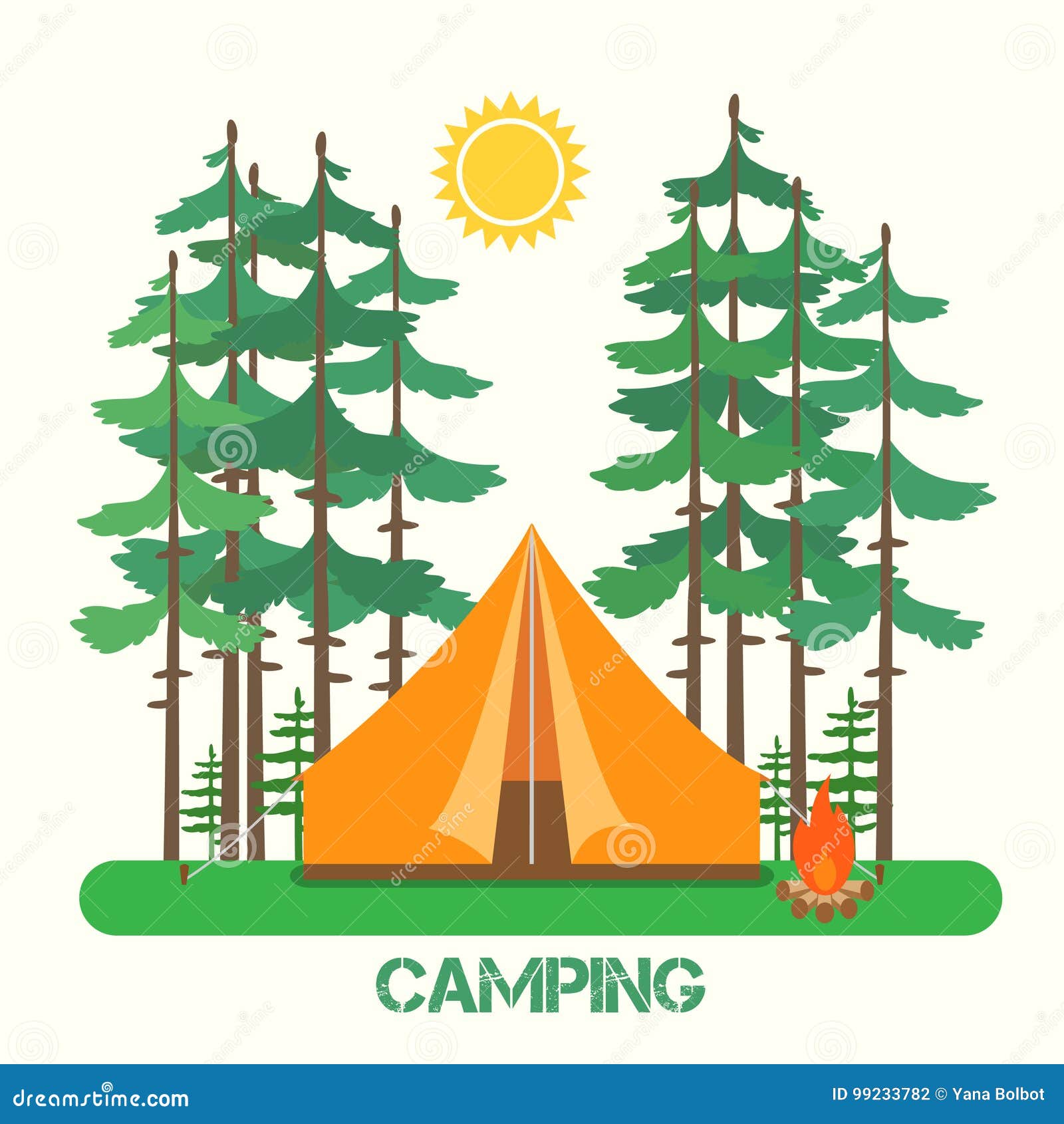 Forest camp stock vector. Illustration of fire, campsite - 99233782