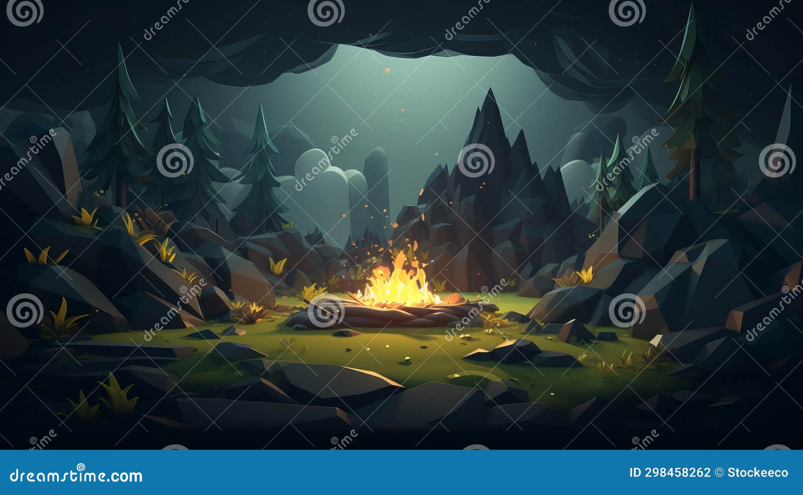 Enchanting Fantasy Forest: a Lively Campfire Amidst Nature S Beauty ...