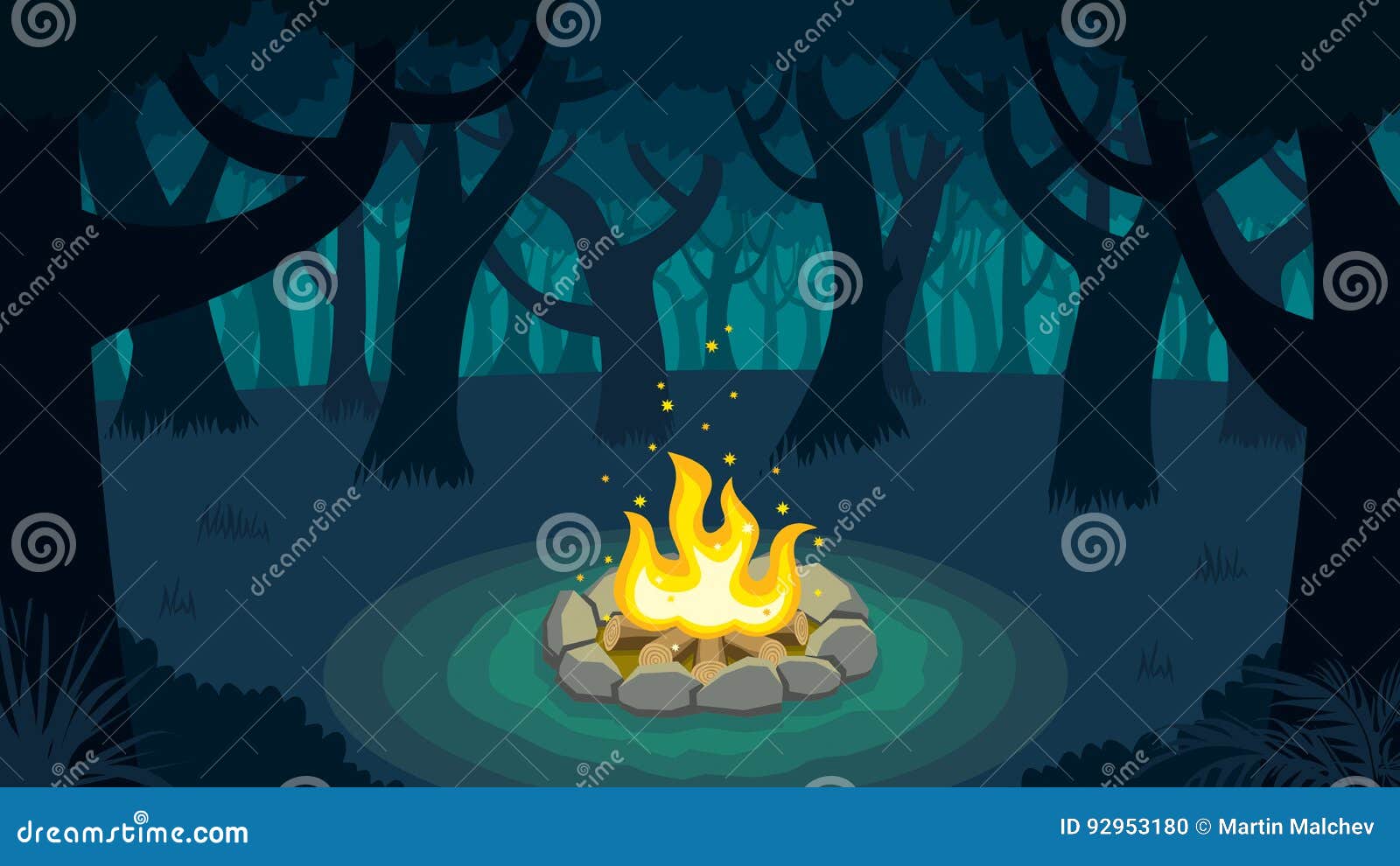 Forest Campfire stock vector. Illustration of burning - 92953180