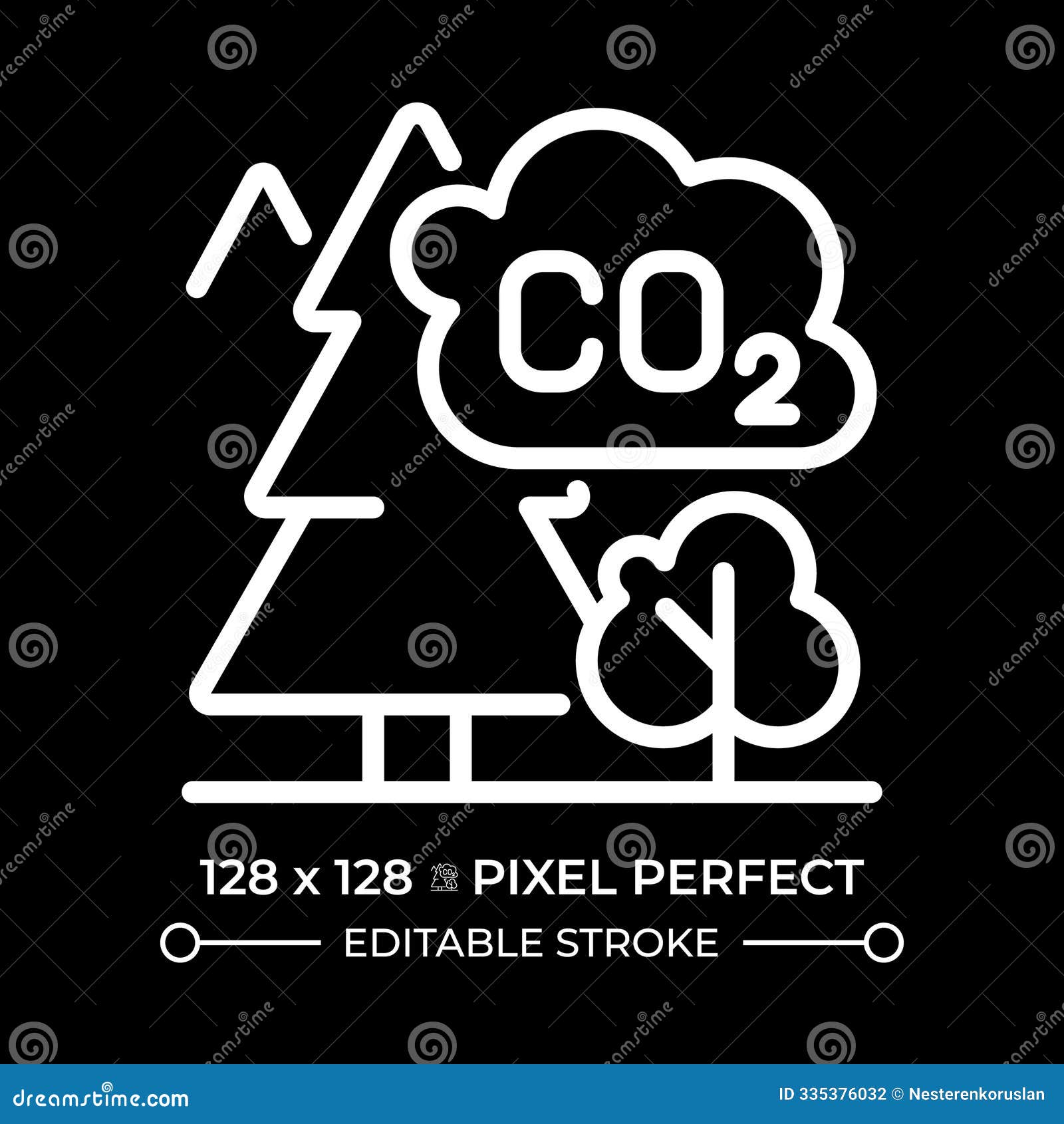 Forest Carbon White Linear Icon for Dark Theme Stock Illustration ...