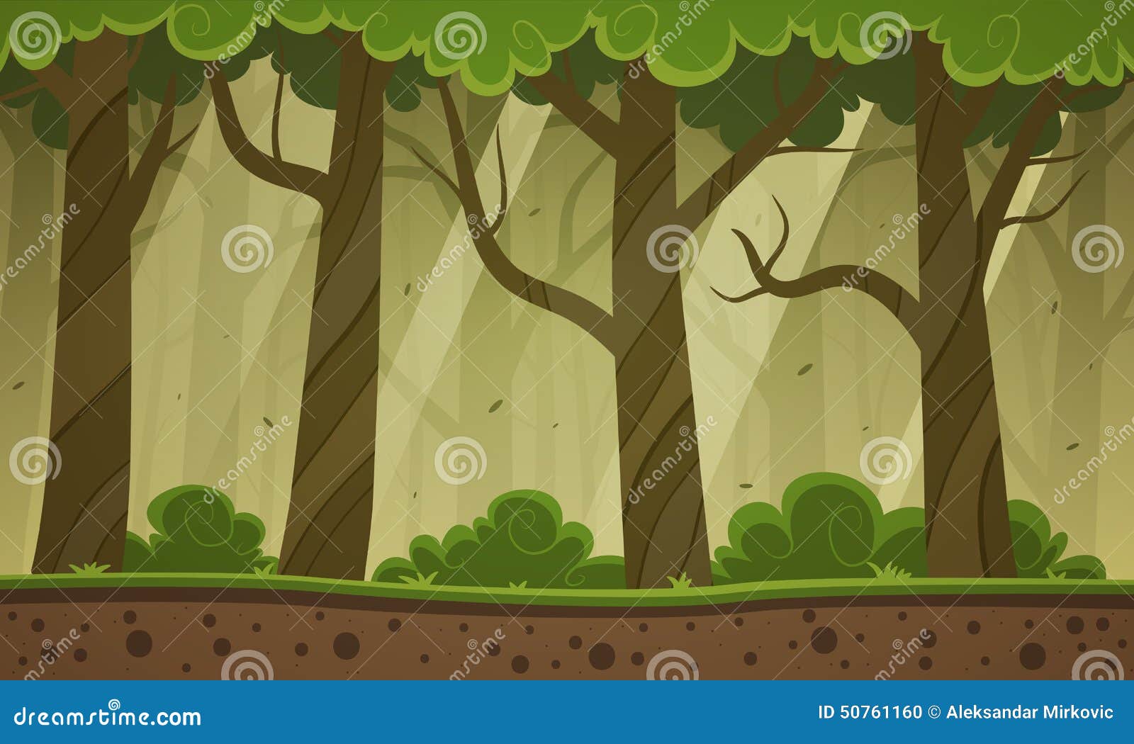 Forest Cartoon Background ilustração do vetor. Ilustração de tronco ...