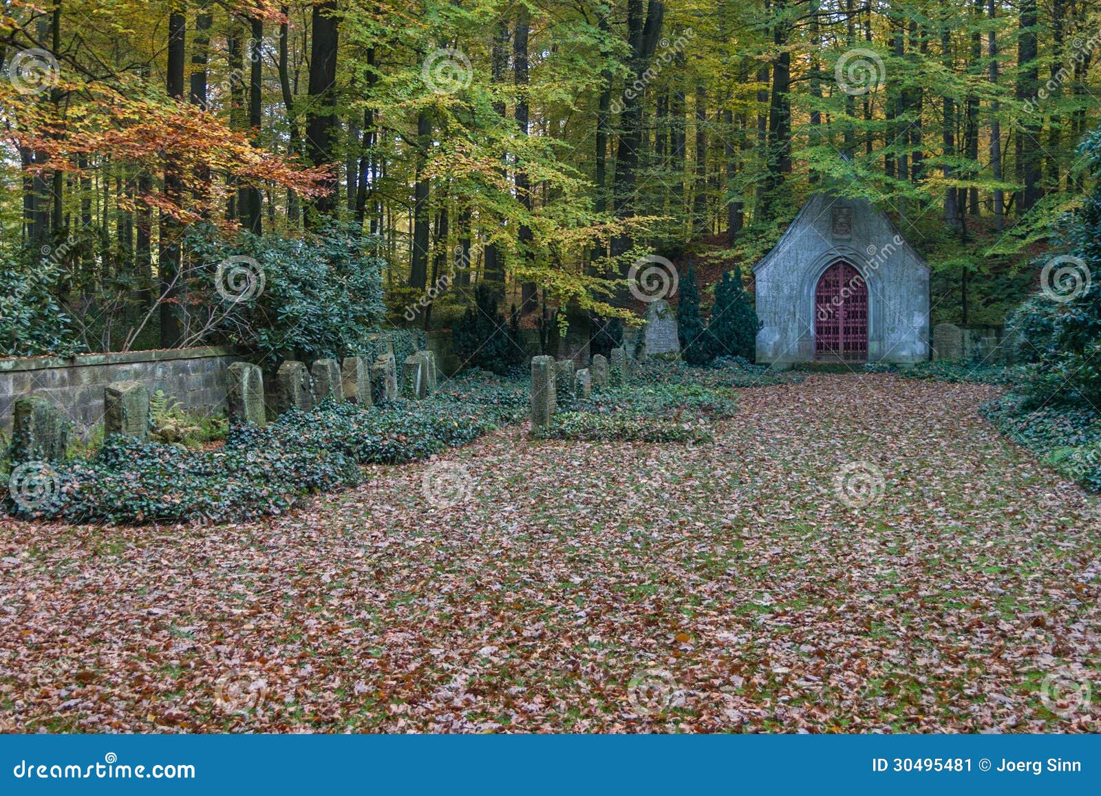 Forest Cemetary with Chapel Stock Image - Image of carved, germany ...